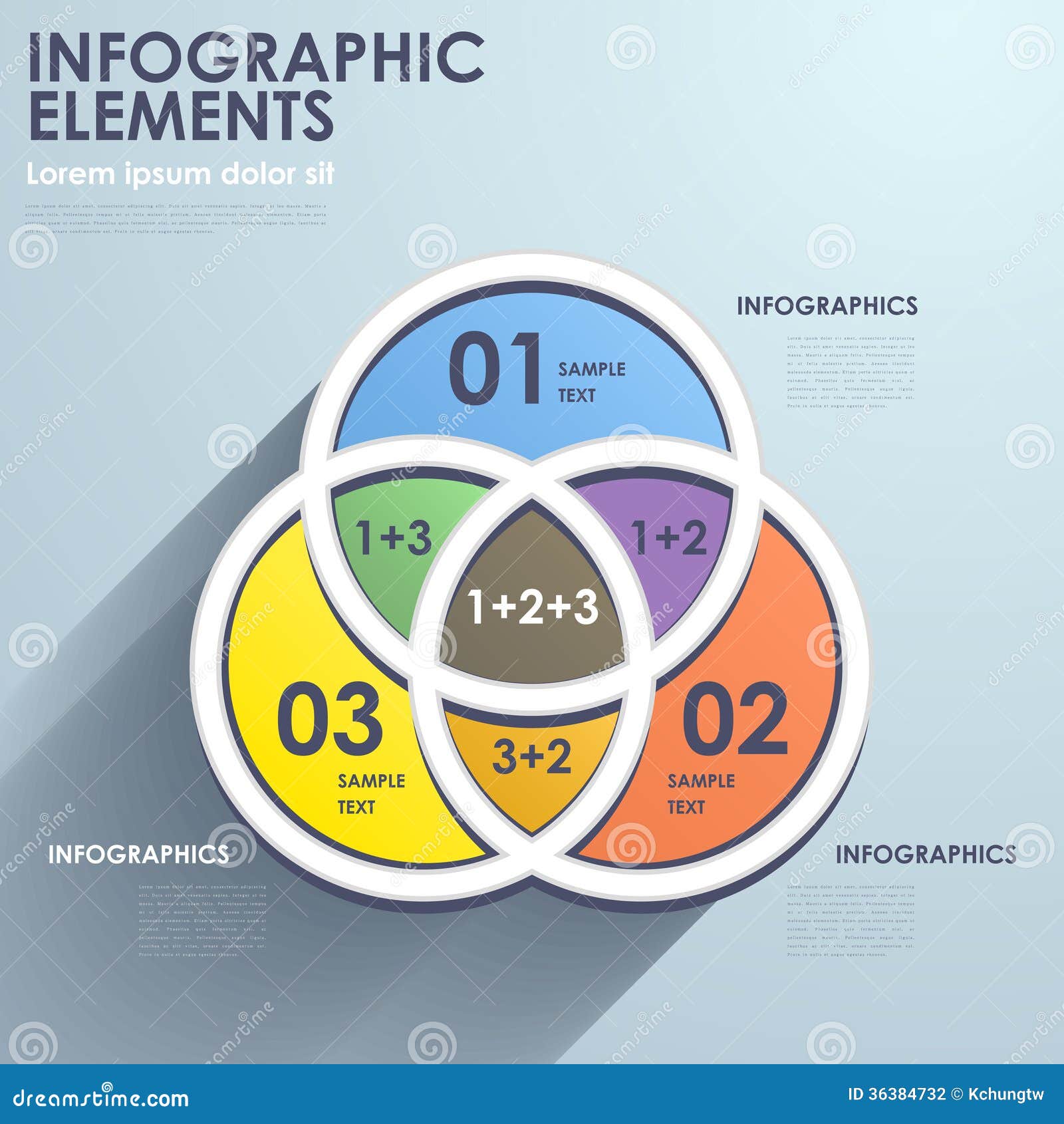 Flat Style Abstract Intersection Chart Infographics Stock Vector ...