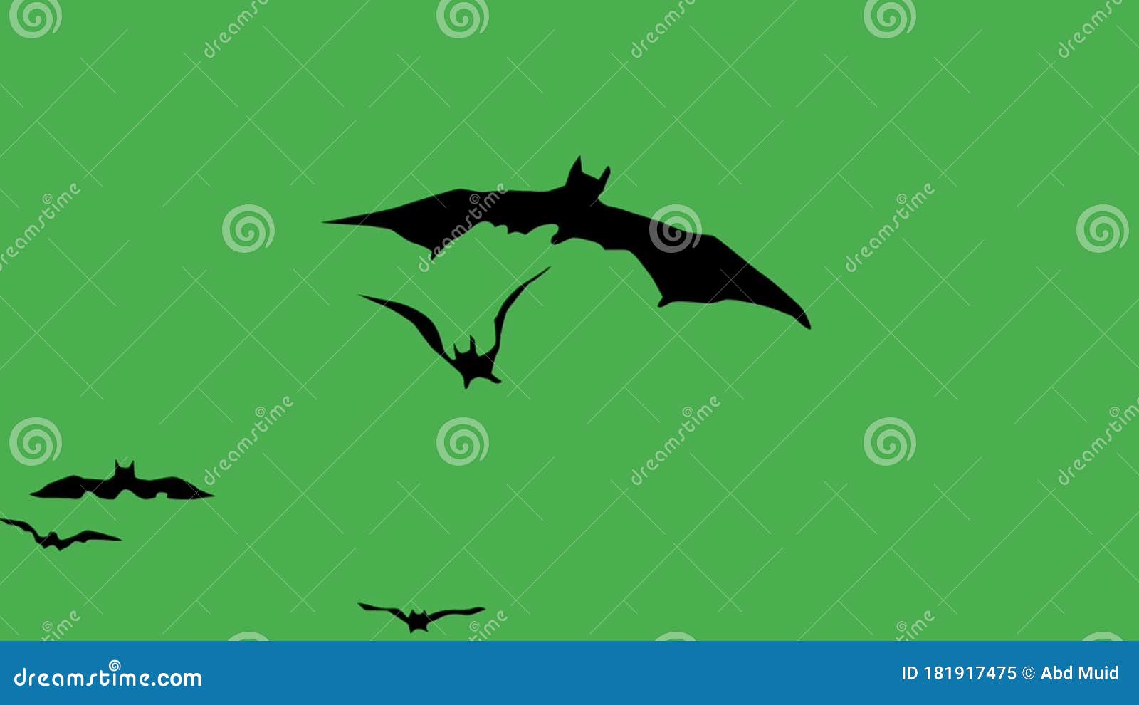 Flat Style Animation Side View of Bat Flying Against Green Background ...