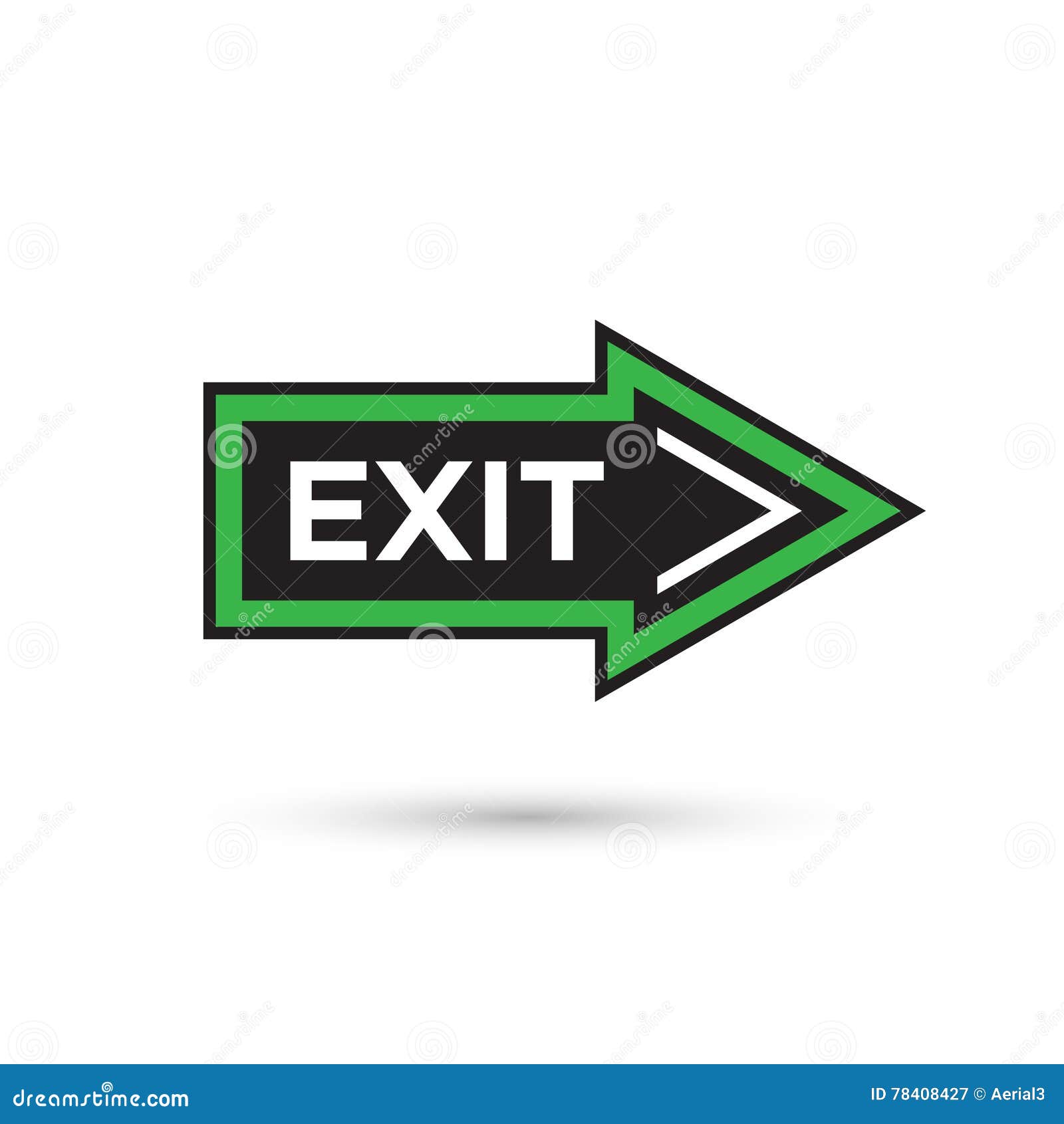 Flat Style Arrow Shape Exit Sign Isolated on White Stock Vector ...