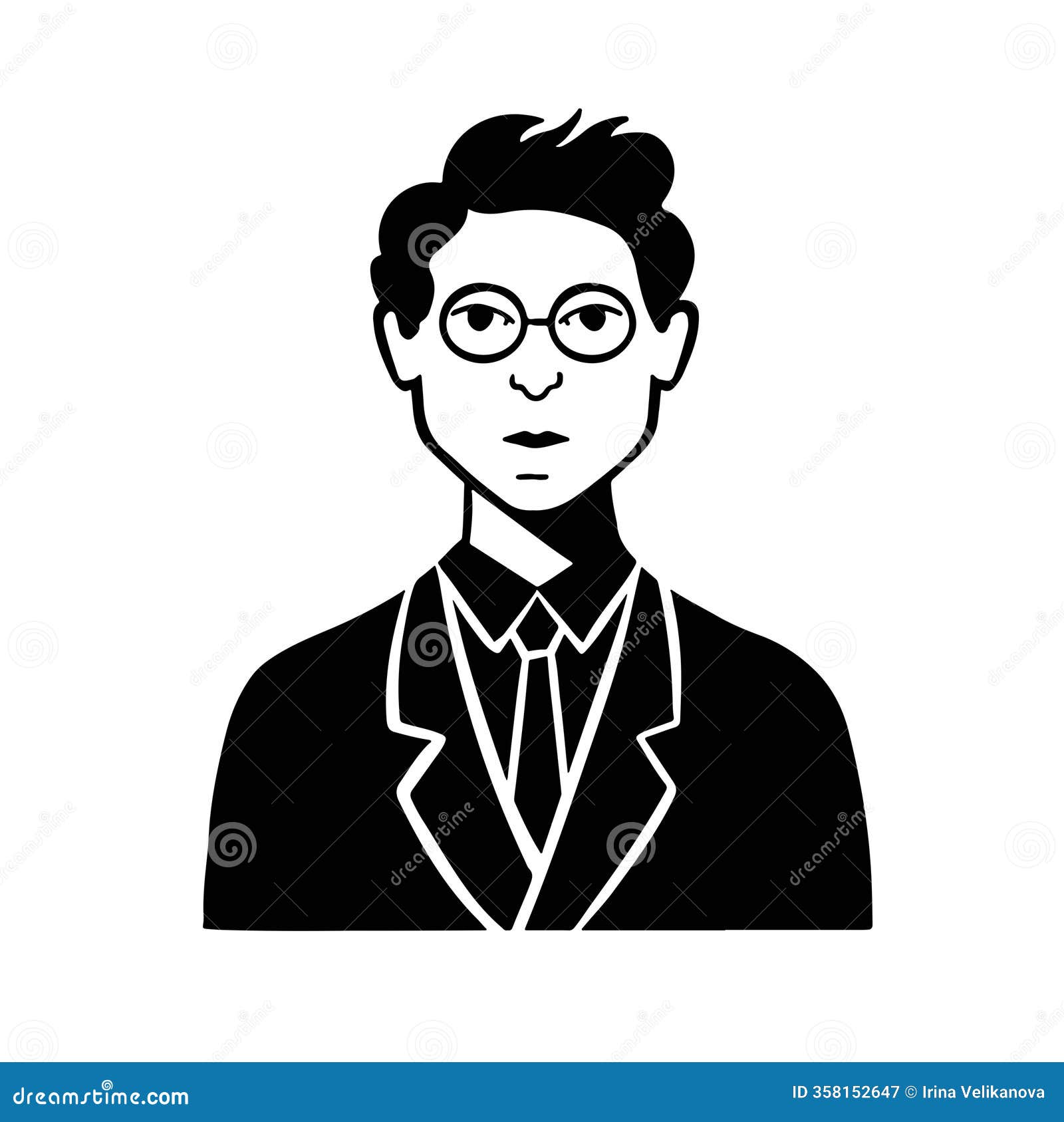Flat Style Avatar, Young Intelligent Worker Man in Tie and Glasses ...