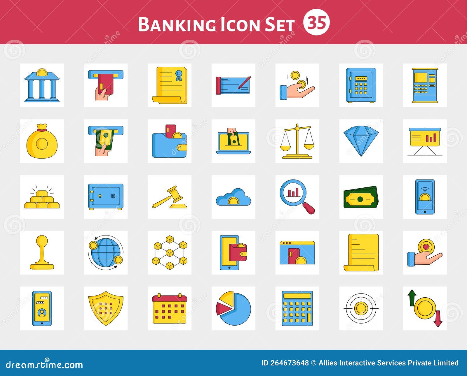 Flat Style Banking Icon or Symbol on Square Stock Illustration ...