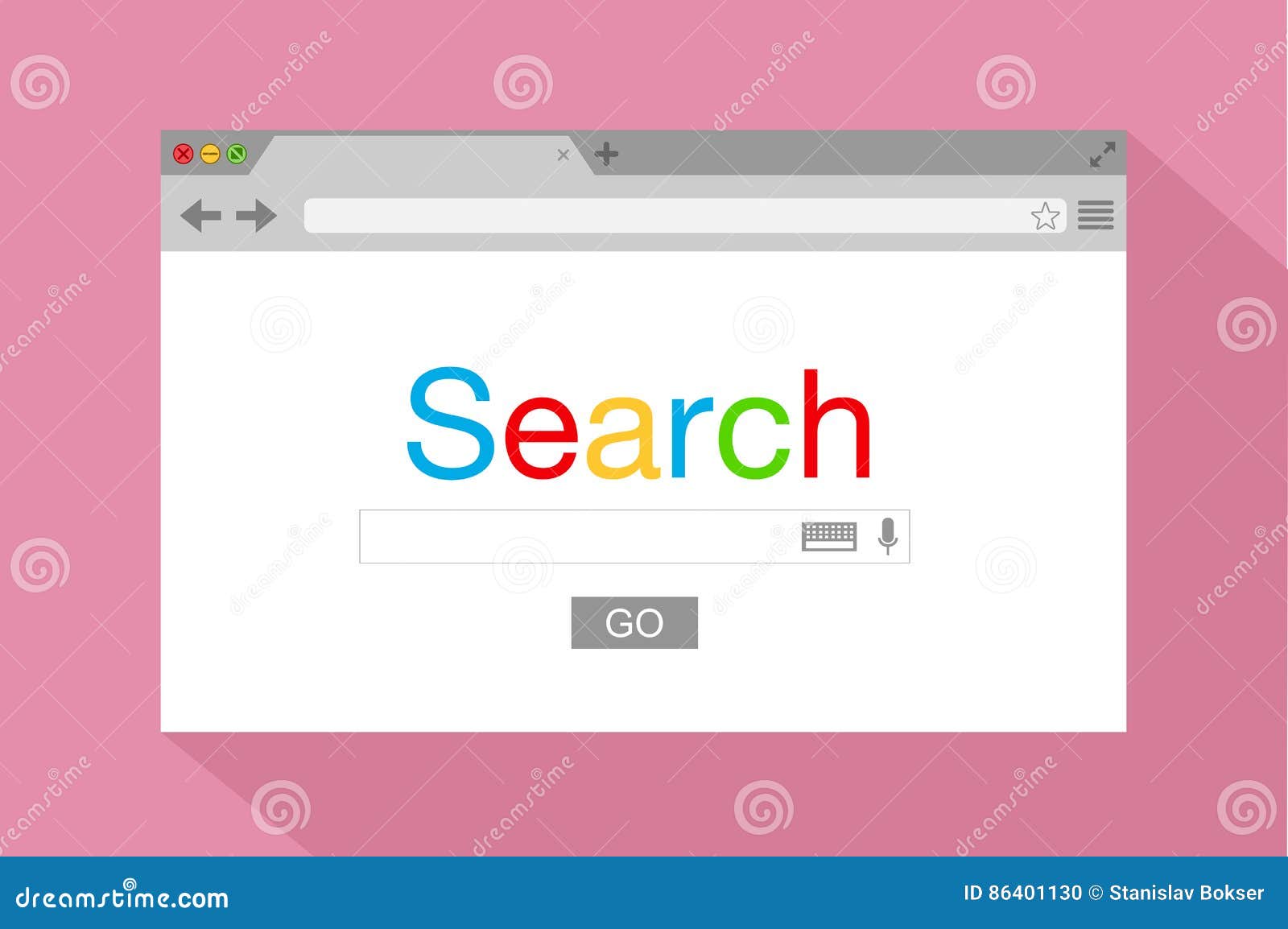 Flat Style Browser Window on Pink Background Stock Vector ...