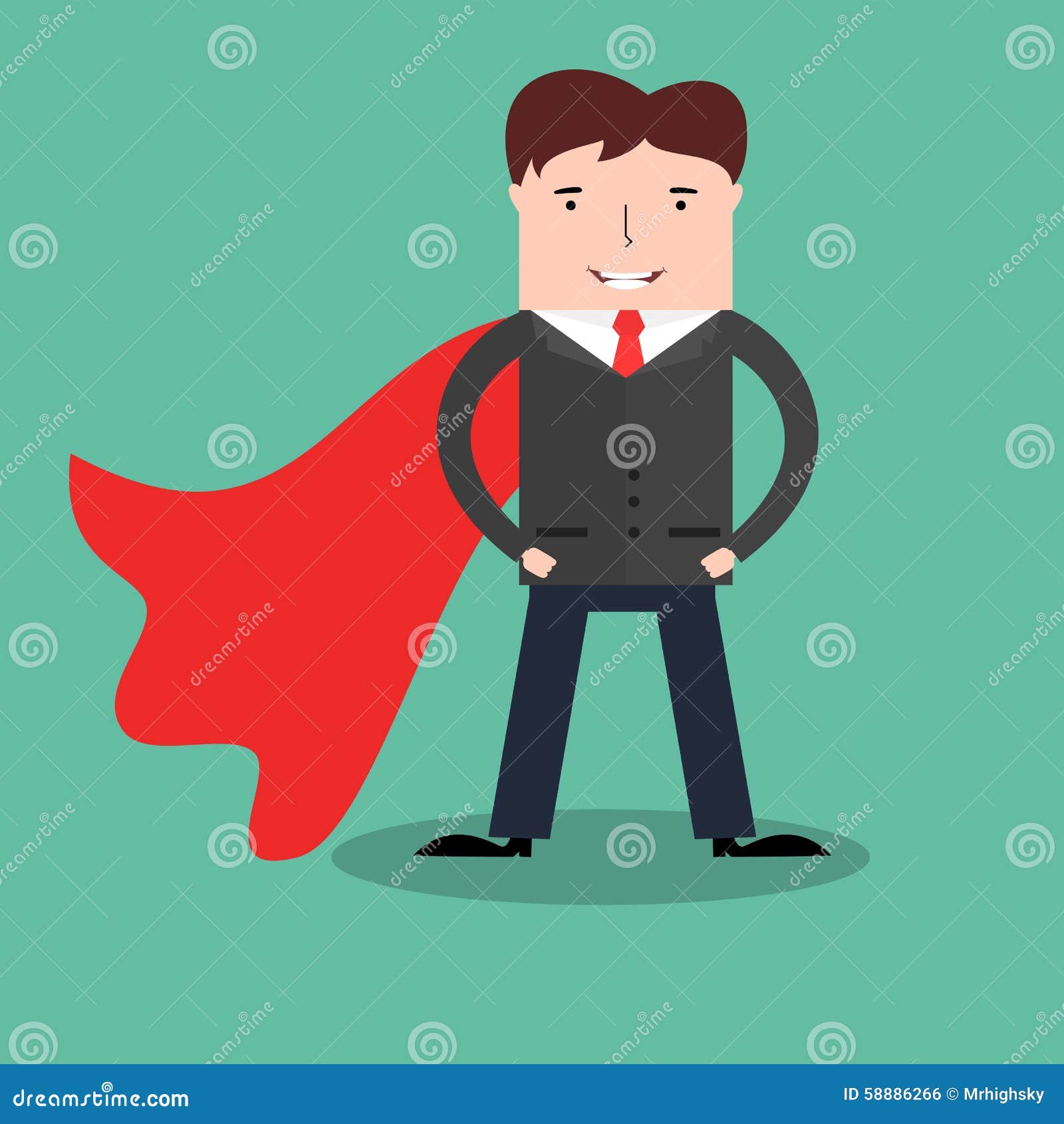 Flat Style Businessman with Red Cape Stock Illustration - Illustration ...