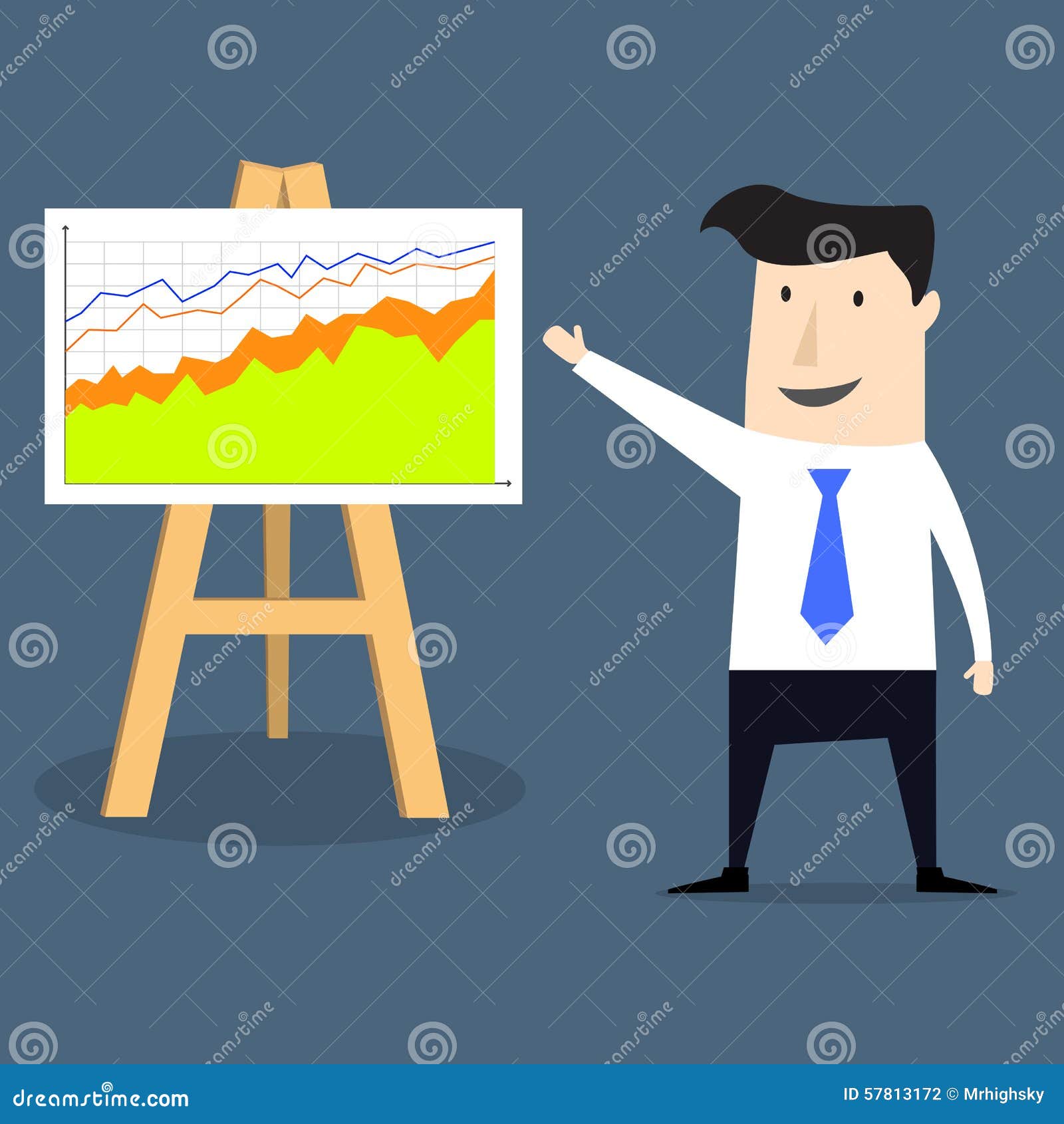 Flat Style Businessman Showing Progress Chart Stock Vector ...