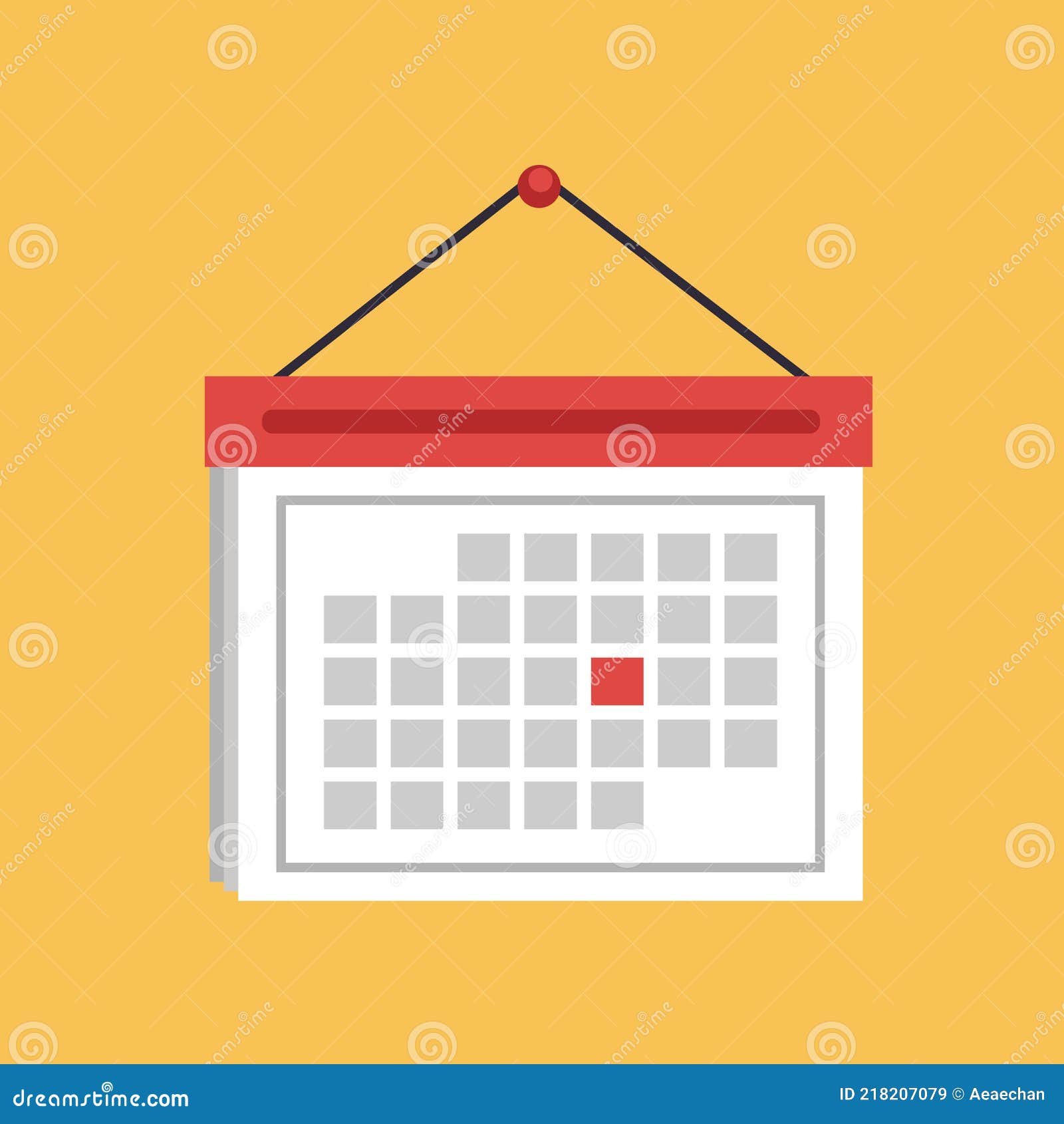 Flat Style of Calendar Vector on Yellow Background. Stock Illustration ...
