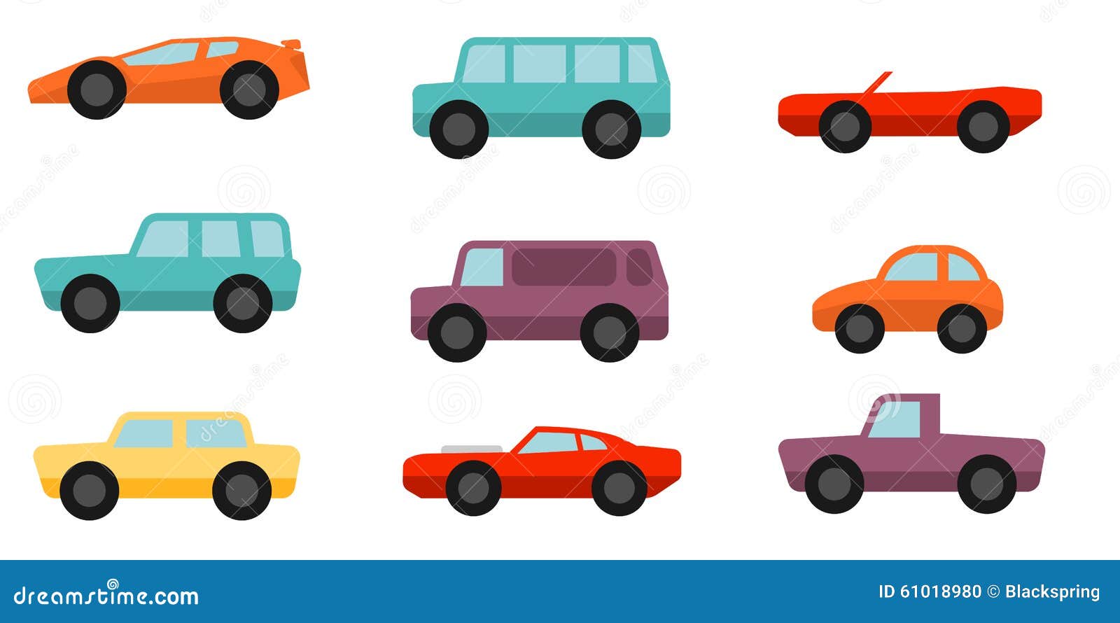 Flat style cars set stock vector. Illustration of shape - 61018980