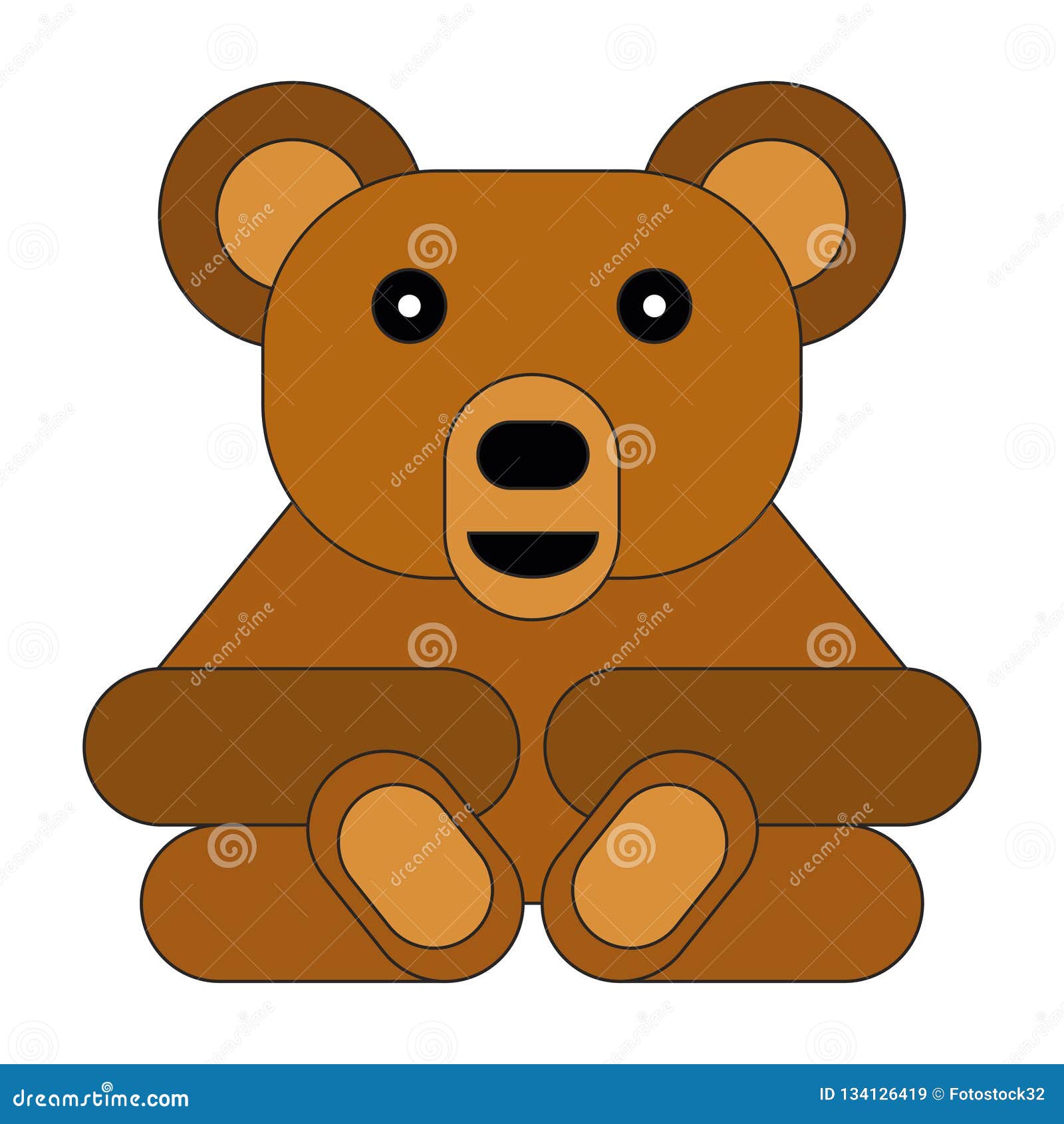 Flat style cartoon bear stock vector. Illustration of icon - 134126419