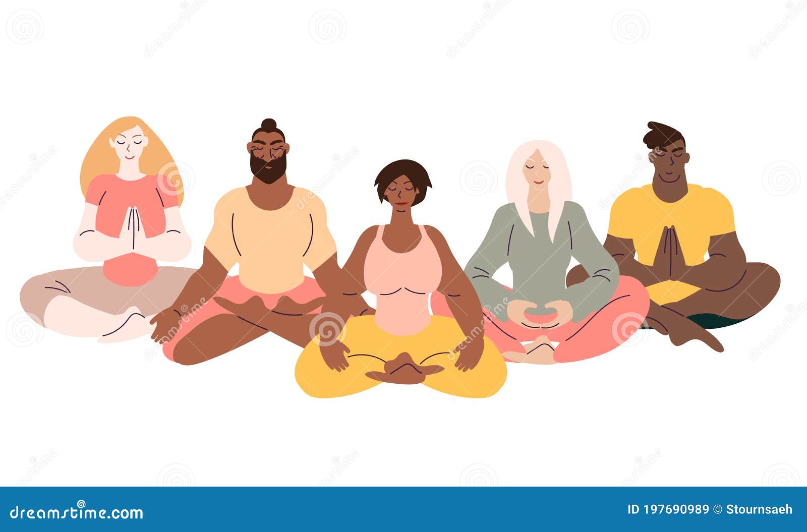 Flat Style Cartoon Cute Character, Diverse Group Of People Doing ... Flat Style Cartoon Cute Character, Diverse Group Of People Doing ...