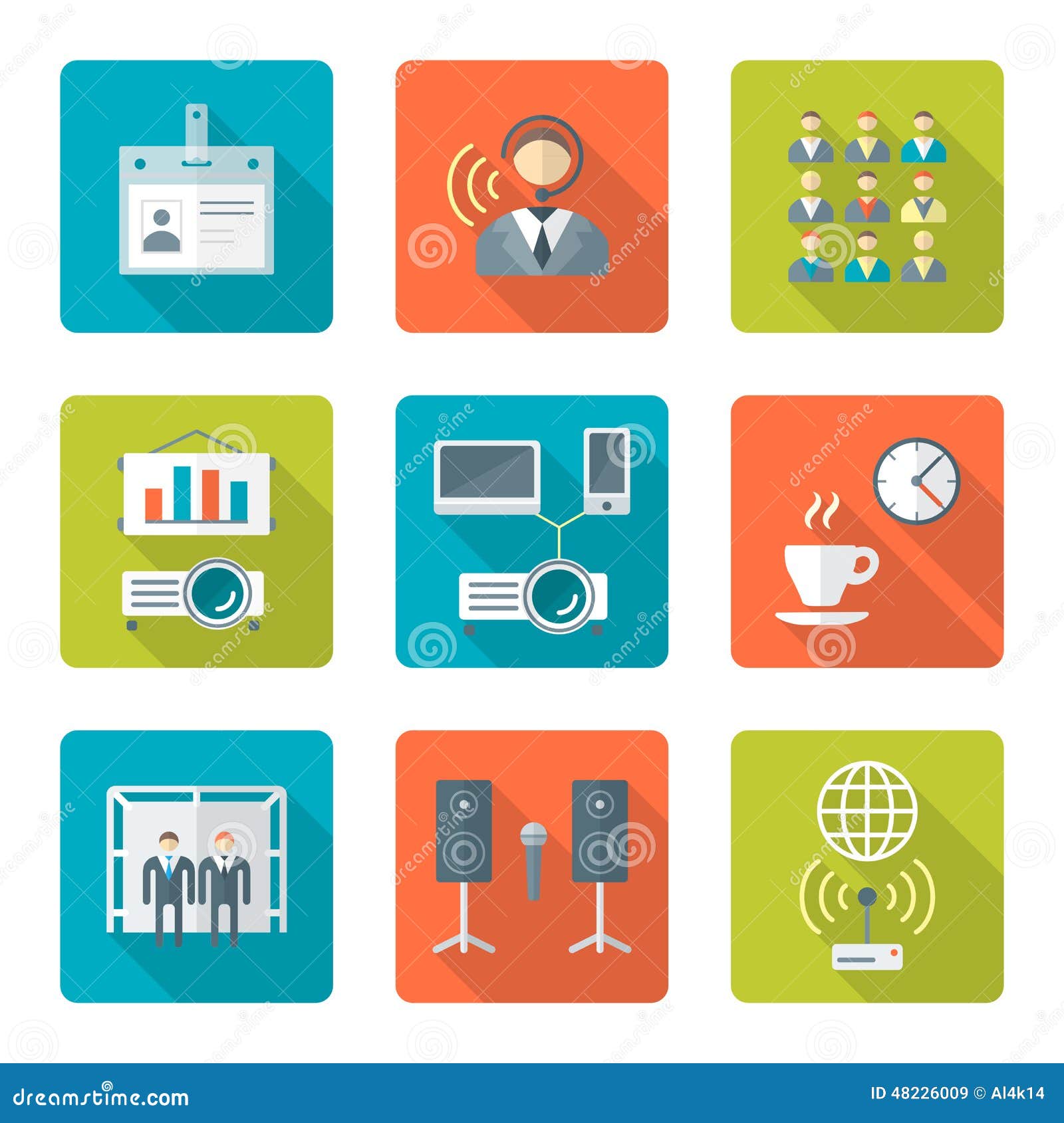 Flat Style Conference Presentation Icons Set Stock Vector ...