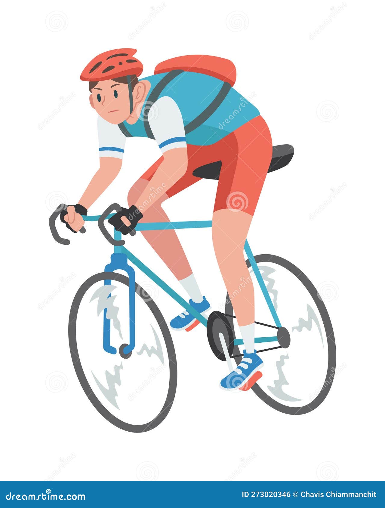 Flat Style Cyclist Athlete at Competition Cartoon Illustration Stock ...