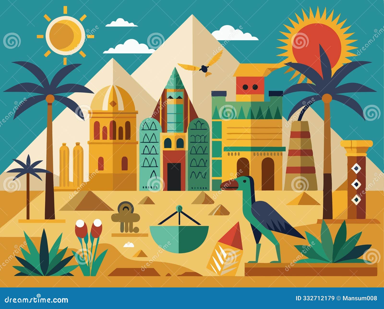 Flat Style Design of Egypt Travel Concept. Illustration Stock ...