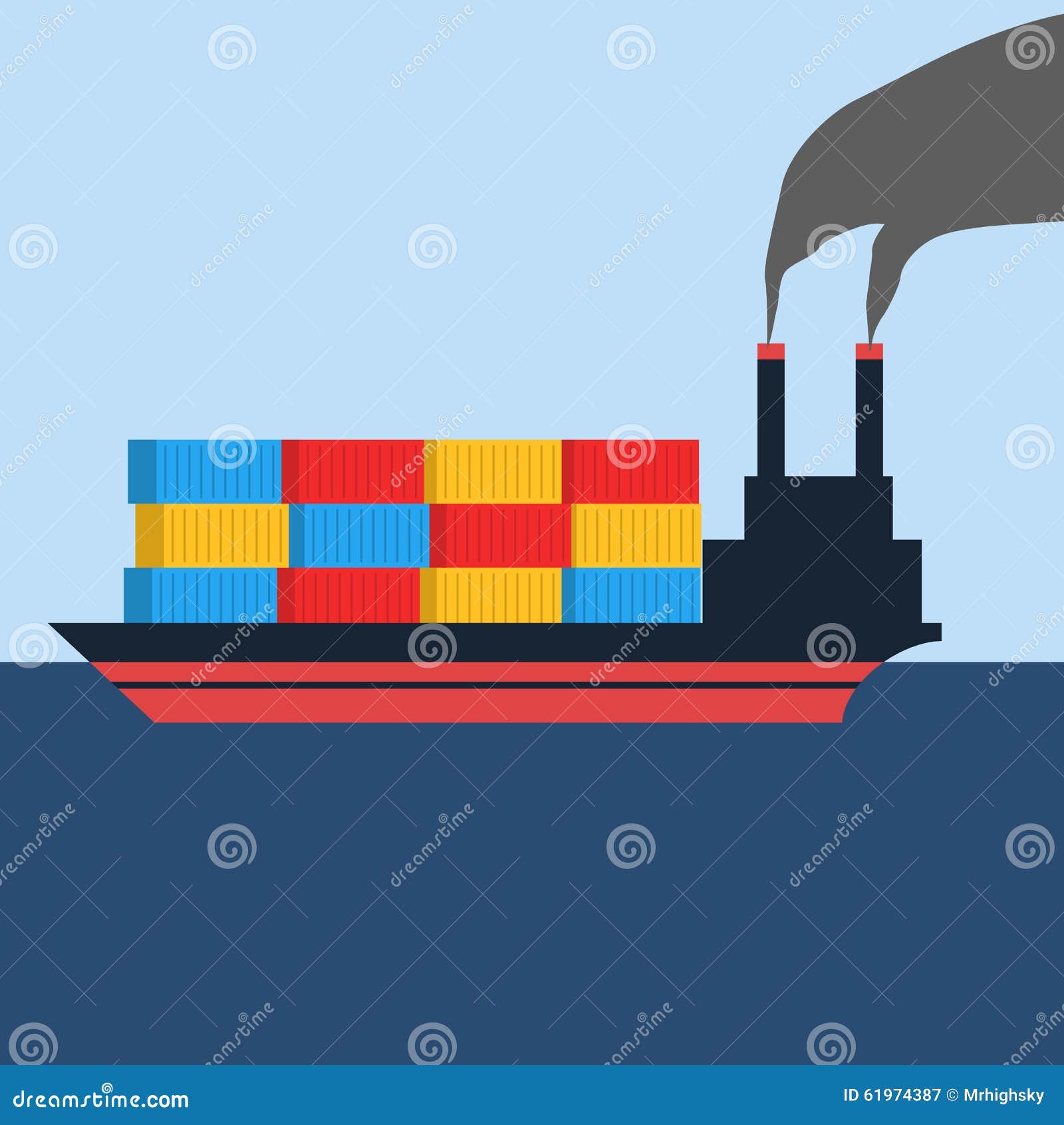 Flat Style Design of Shipping Containers on a Ship Stock Vector ...