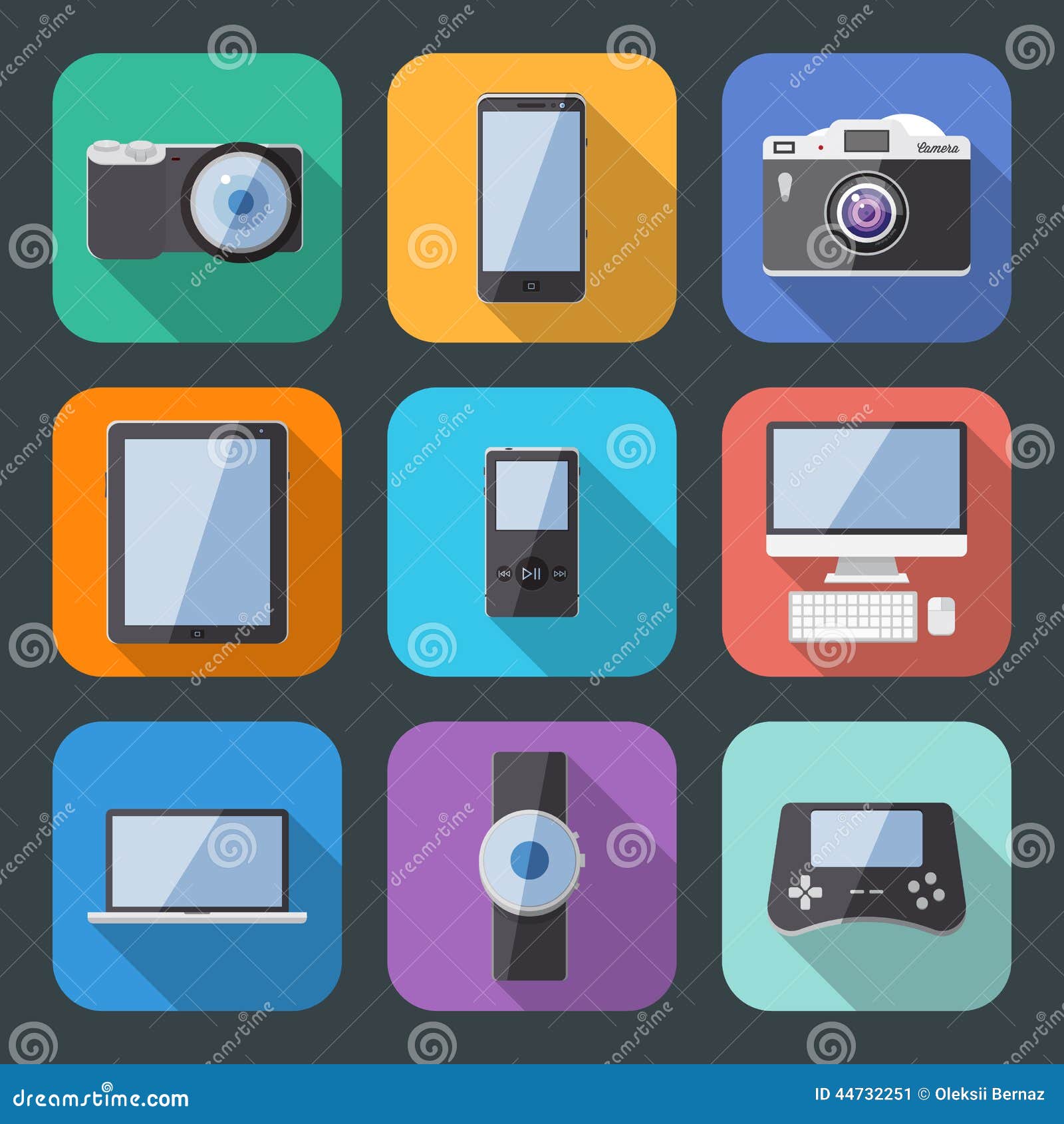 Flat Style Electronics Gadget Vector Icon Set Stock Vector ...