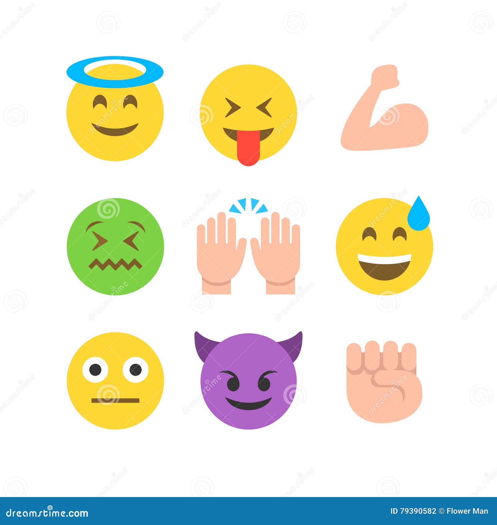 Flat style emoticon set stock illustration. Illustration of tears ...
