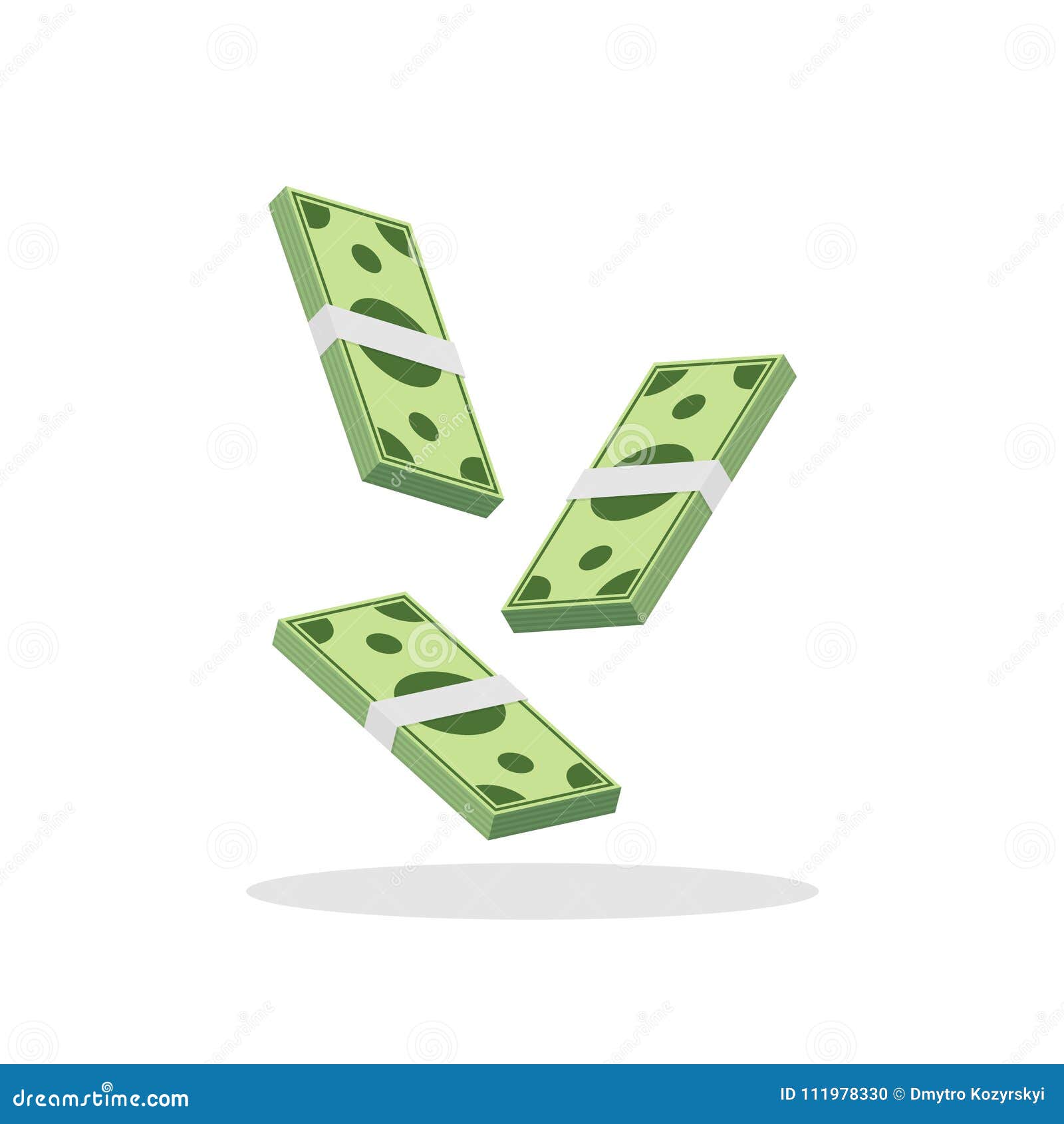 Flat Style Flying Money. Dollar Falling Vector Illustration. Stock ...