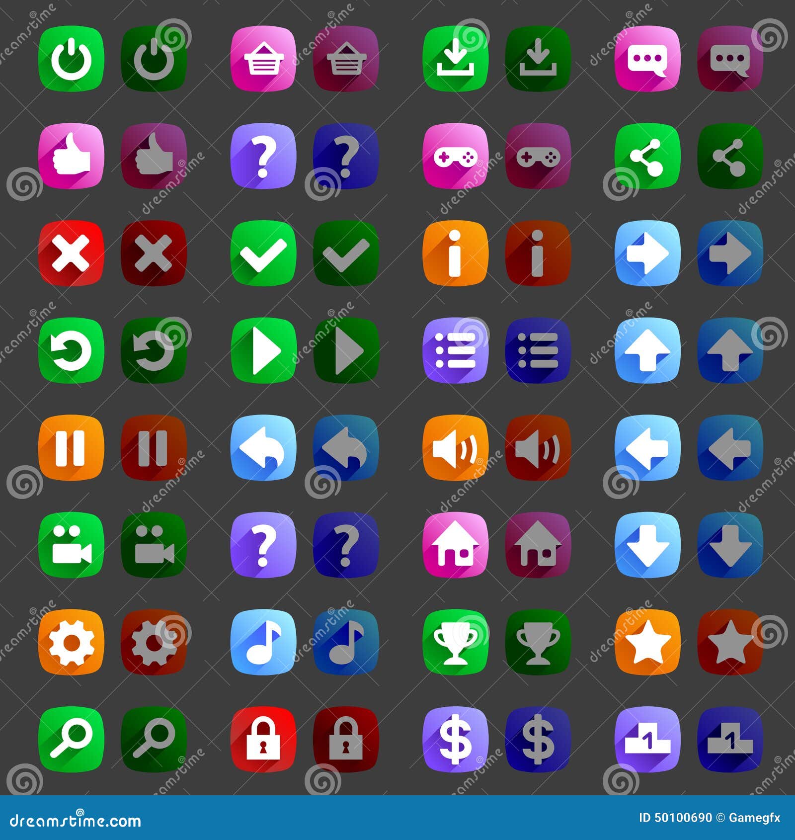Flat Style Game Icons Buttons Icons, Interface Stock Vector ... Flat Style Game Icons Buttons Icons, Interface Stock Vector ...