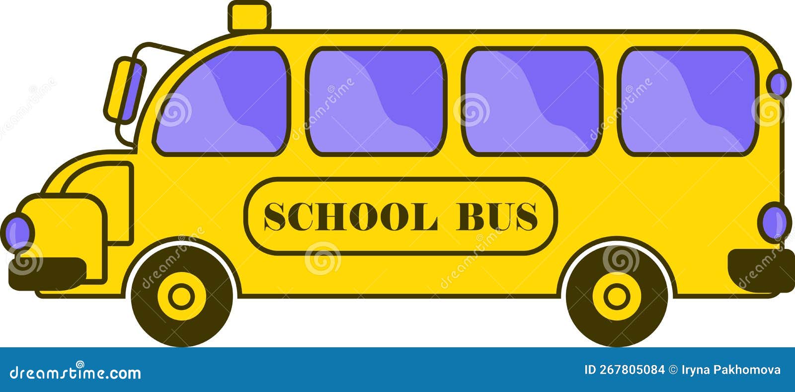 Flat Style Graphic Element with Side View of School Bus Stock Vector ...