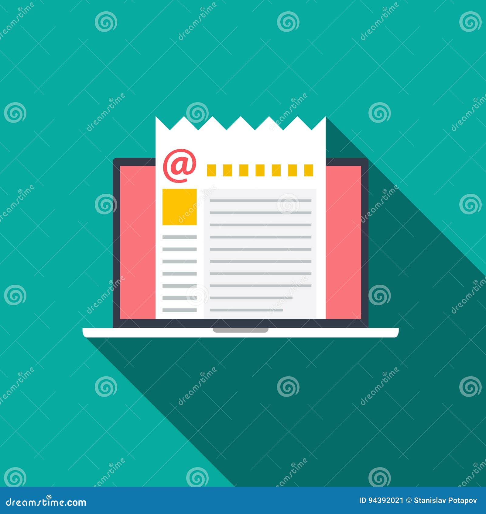 Flat Style Icon of Concept Email Marketing with Long Shadow. Stock ...