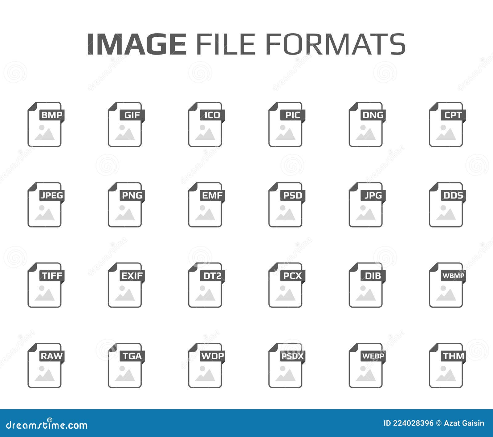Flat Style Icon Set. Bitmap Image File Type, Extencion. Document Format ...