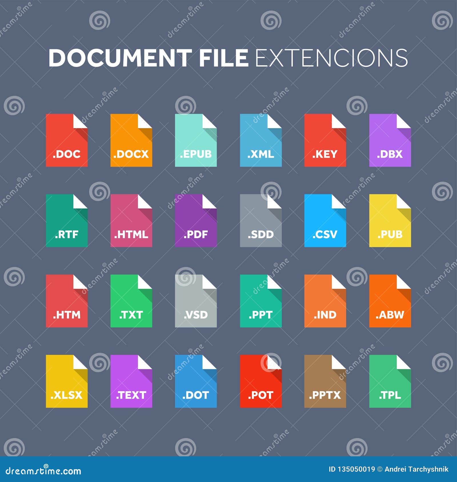 Flat Style Icon Set. Source Code, Programming File Type, Extension ...