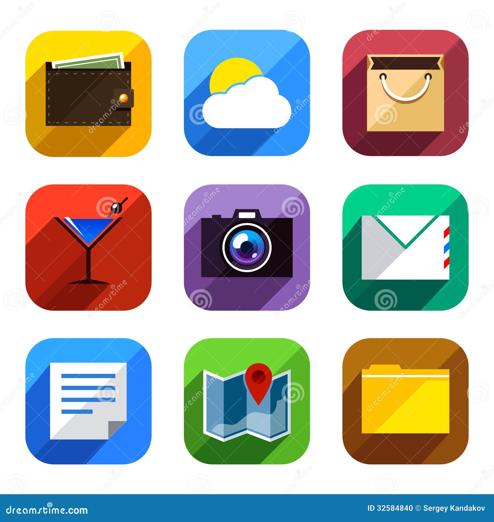 Flat style icons stock vector. Illustration of internet - 32584840