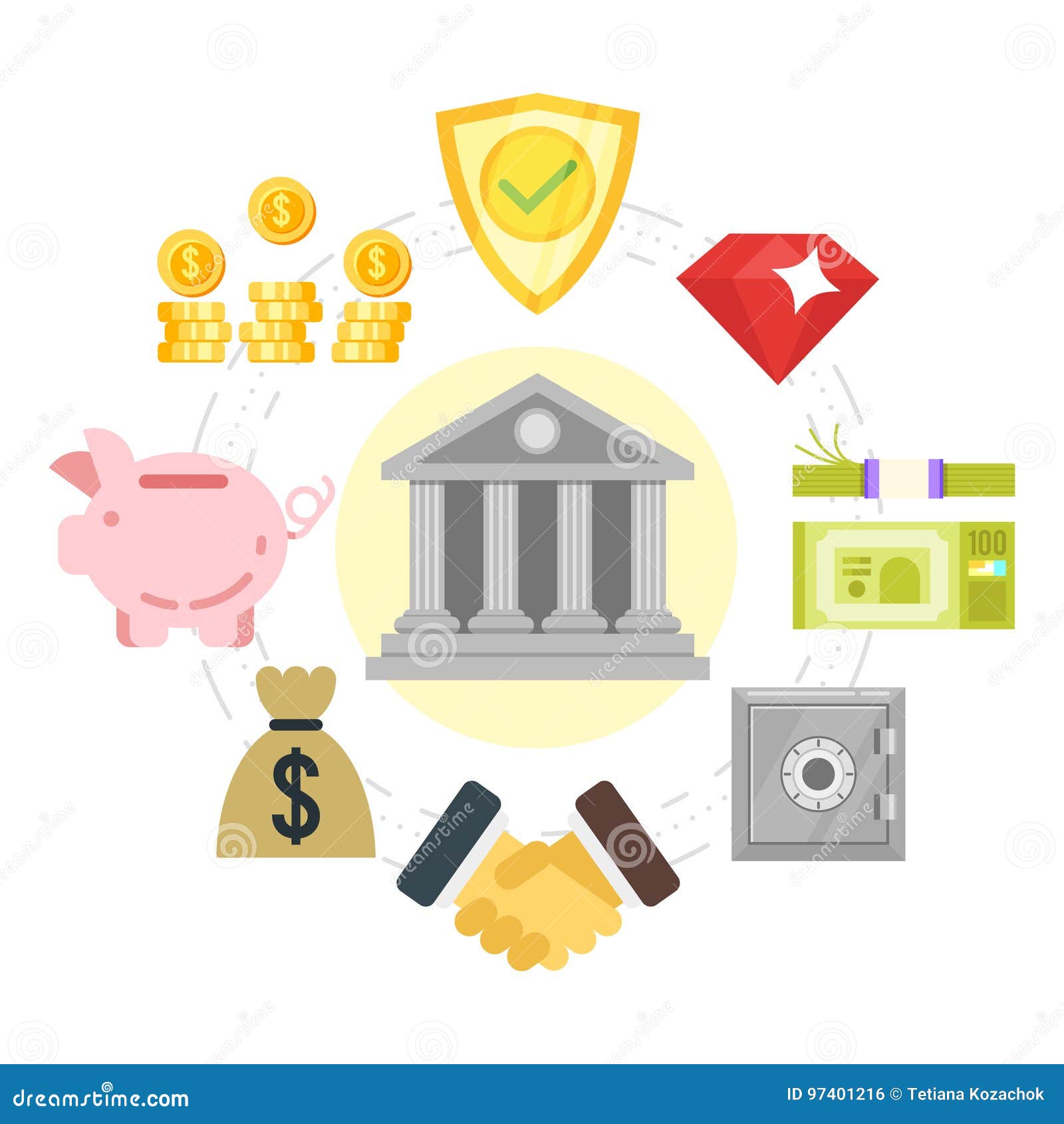 Flat Style Illustration of a Banking System. Stock Vector ...