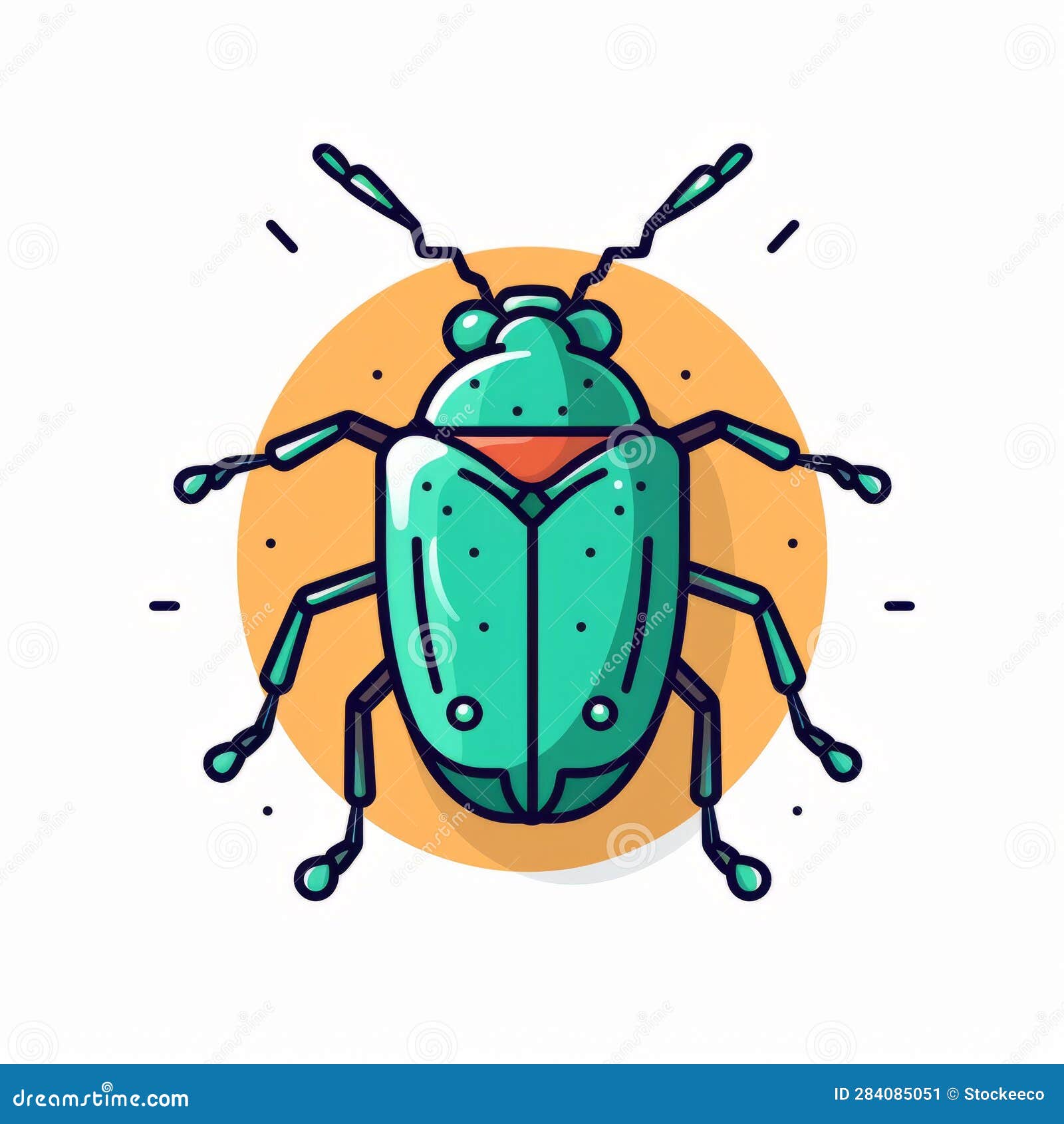 Green and Yellow Bug Outline Art Illustration Stock Illustration ...