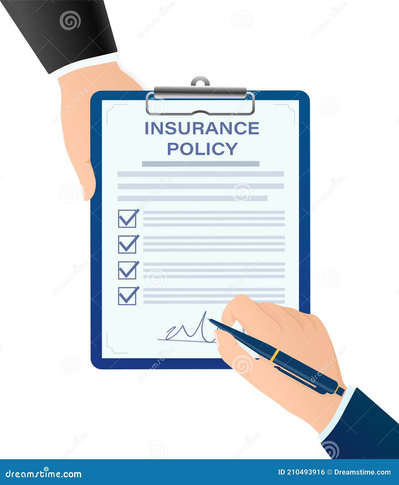 Flat Style Illustration with Insurance Policy for Report Design ...