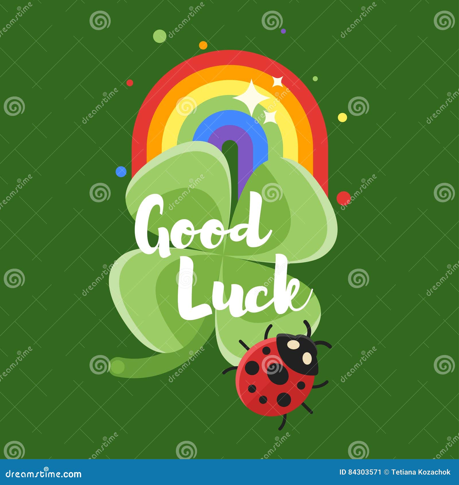 Flat Style Illustration of Rainbow and Clover. Stock Vector ...