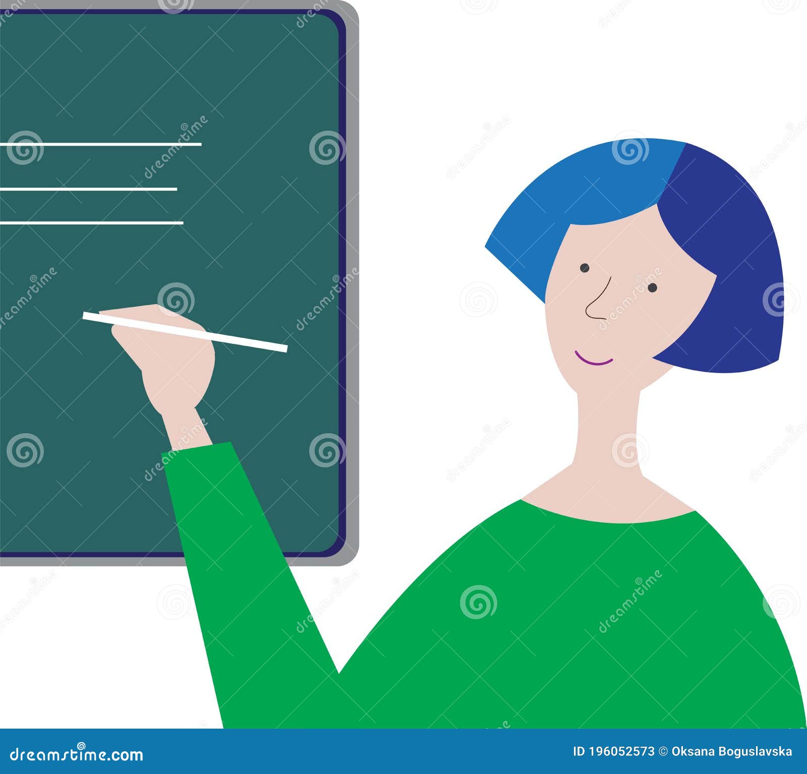 Teacher in Front of Chalkboard. Vector Illustration. Stock Vector ...