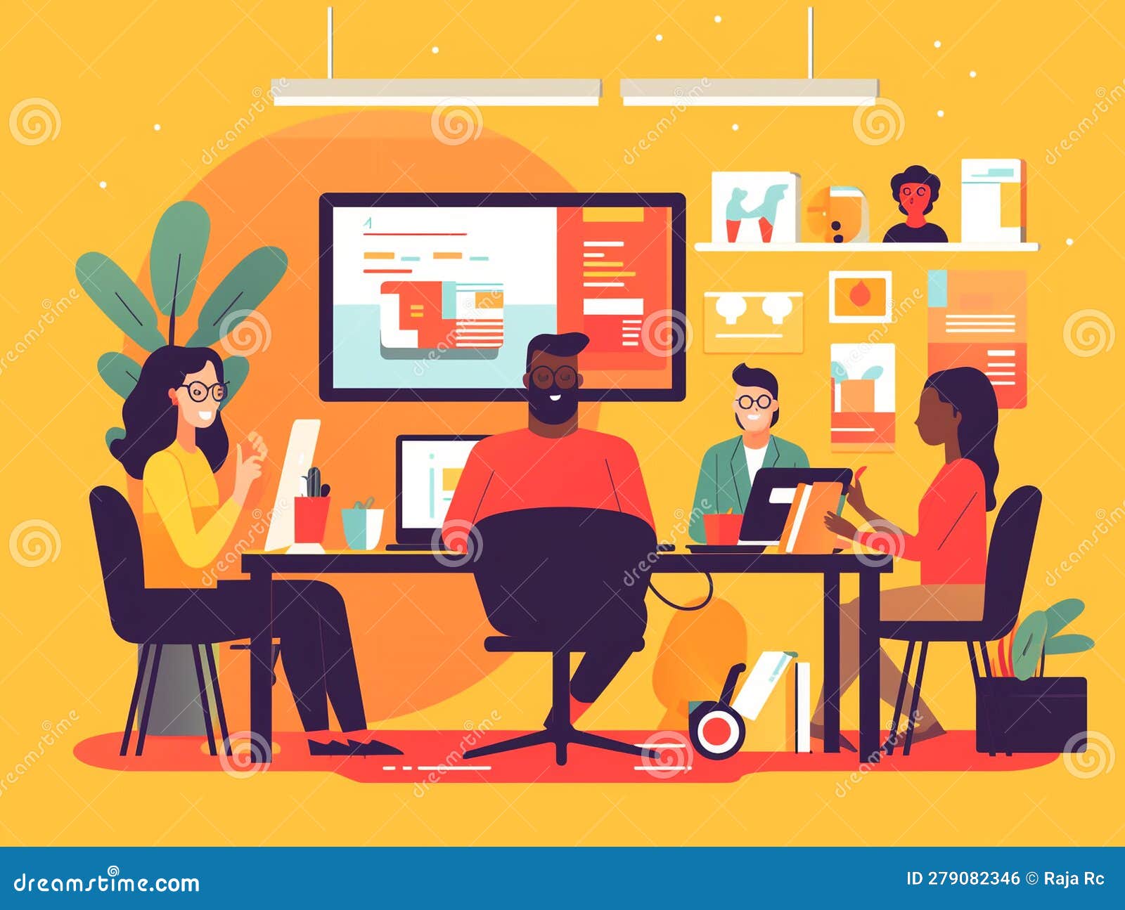 A Virtual Team Collaborating Royalty-Free Cartoon | CartoonDealer.com ...