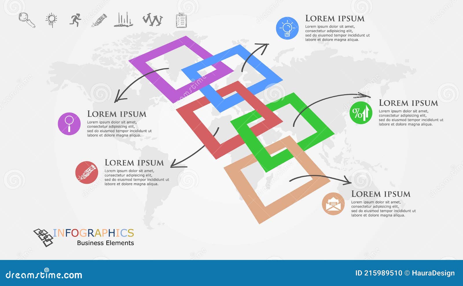 Flat Style Infographic Options Template. Can Be Used for Process ...