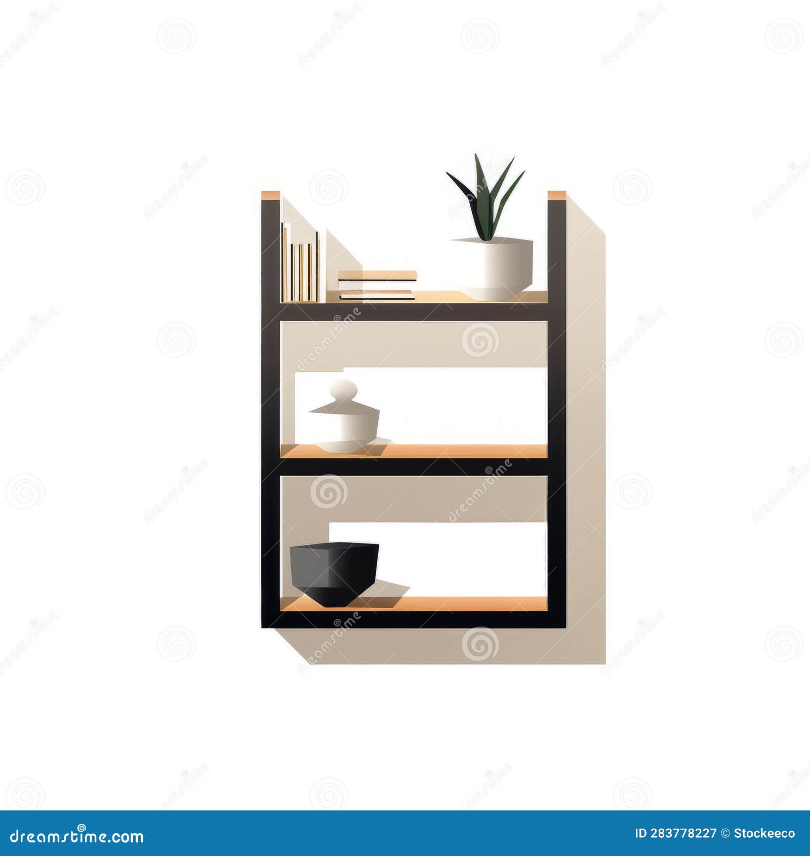 Minimalistic Japanese Style Shelf Illustration with Plant Stock ...