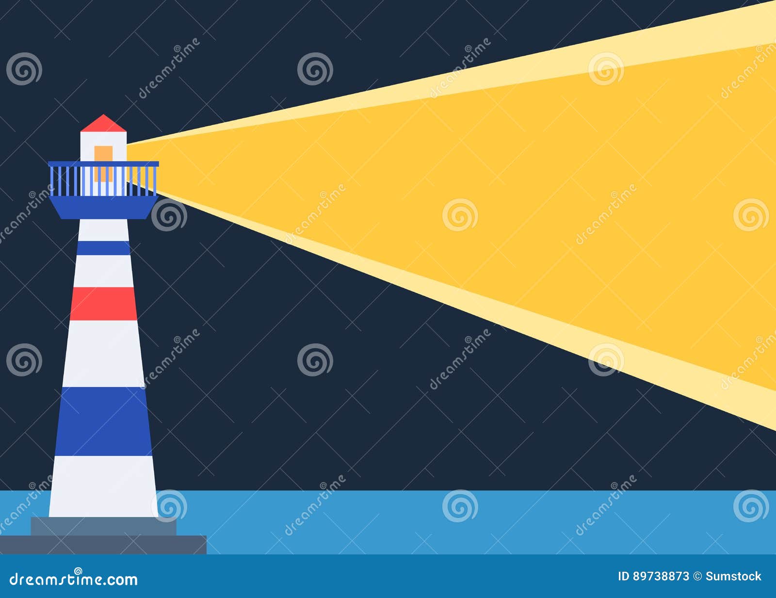 Flat Style Light House and Yellow Beacon Stock Vector - Illustration of ...