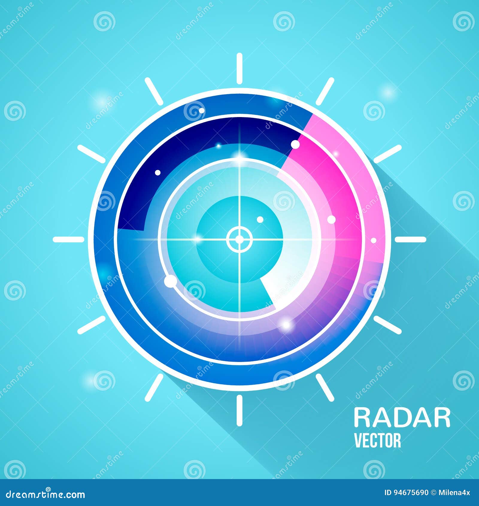 Flat Style with Long Shadows, Radar Vector Icon Illustration. Stock ...