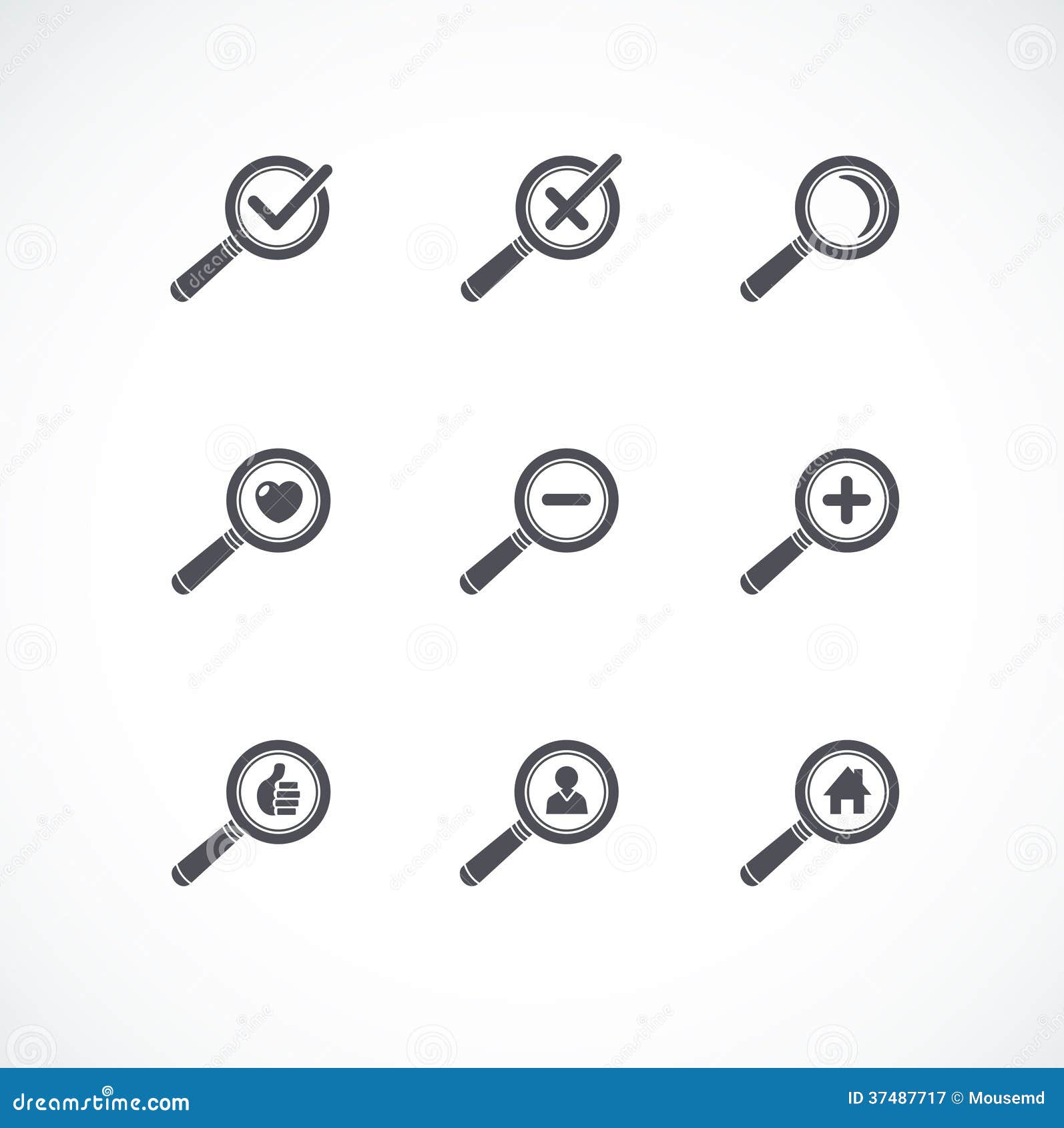 Flat Style Magnifier Icon Set Stock Vector - Illustration of creative ...