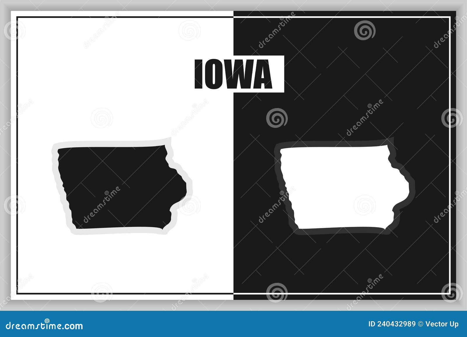 Flat Style Map of State of Iowa, USA. Iowa Outline Stock Vector ...