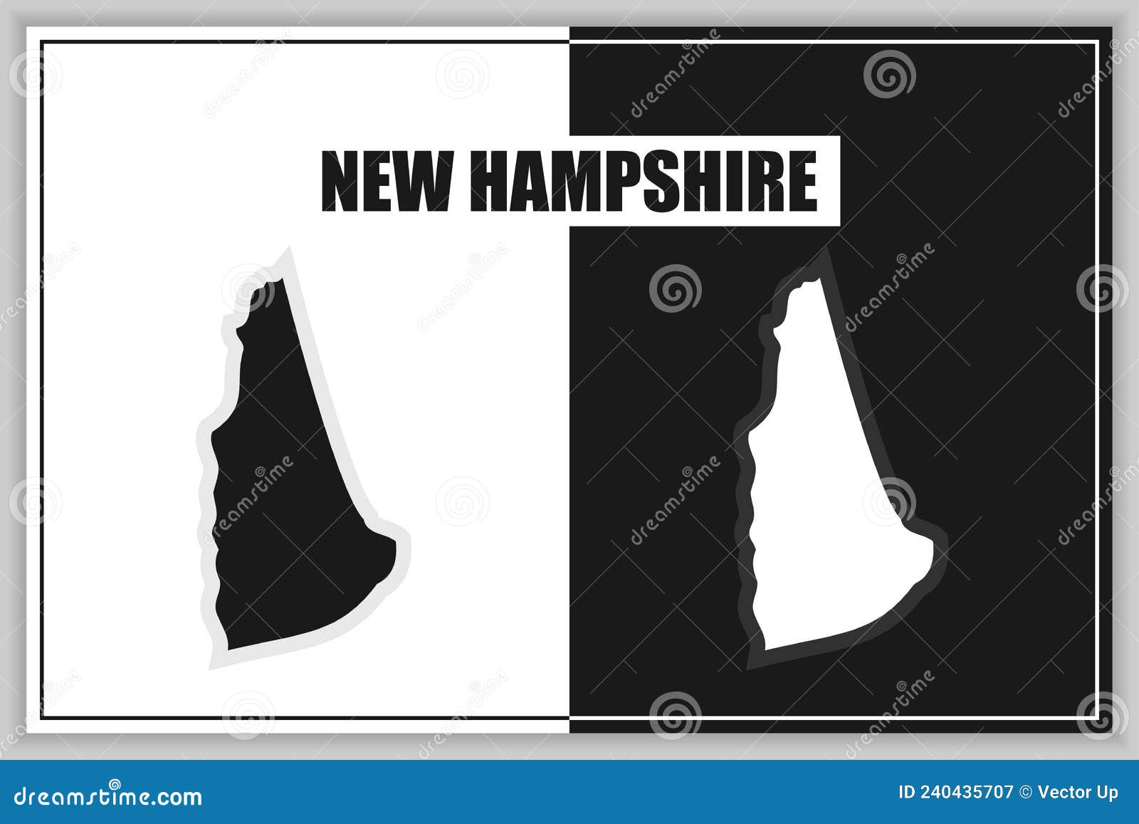 Flat Style Map of State of New Hampshire, USA. New Hampshire Outline ...
