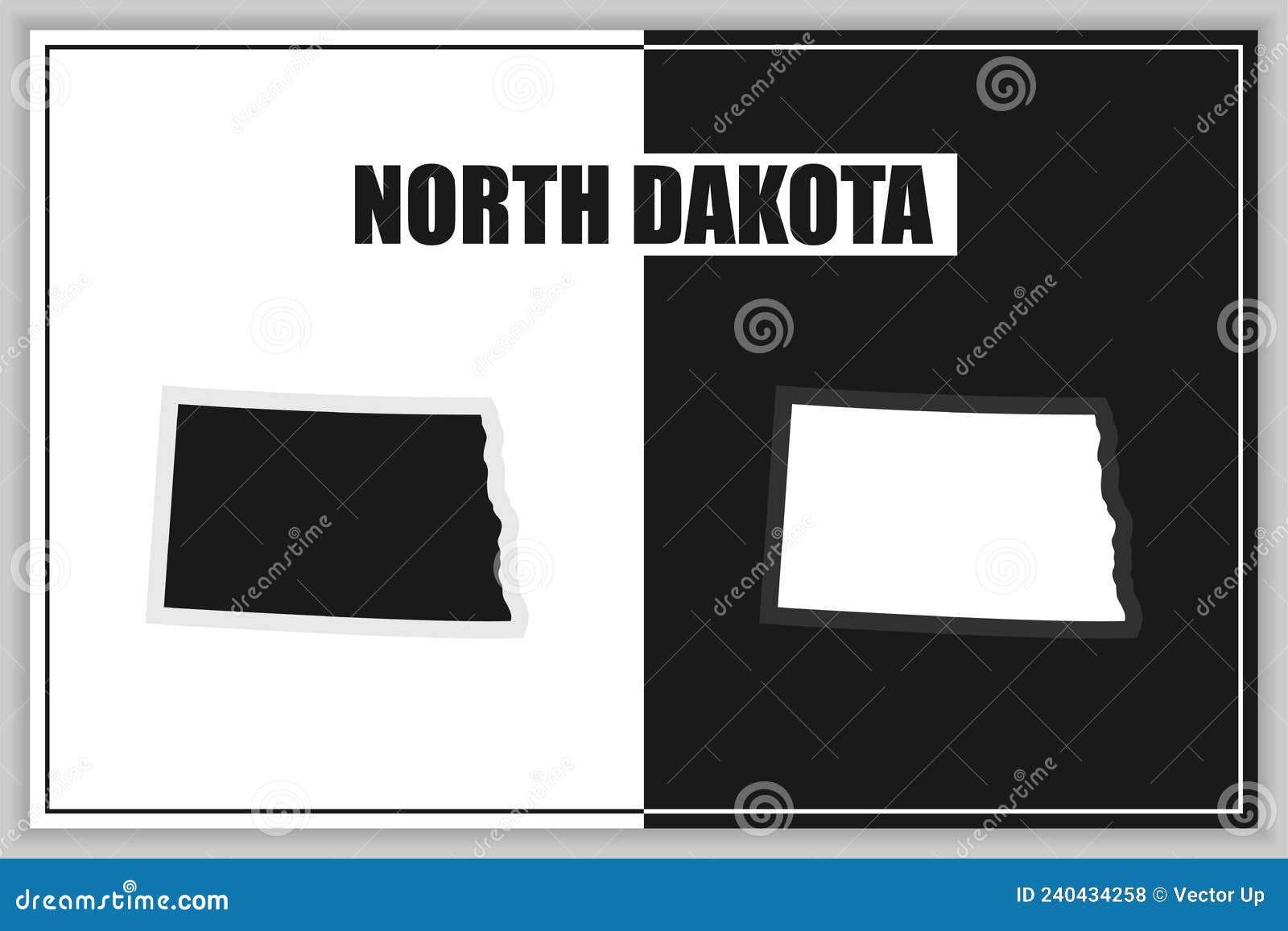 Flat Style Map of State of North Dakota, USA. North Dakota Outline ...