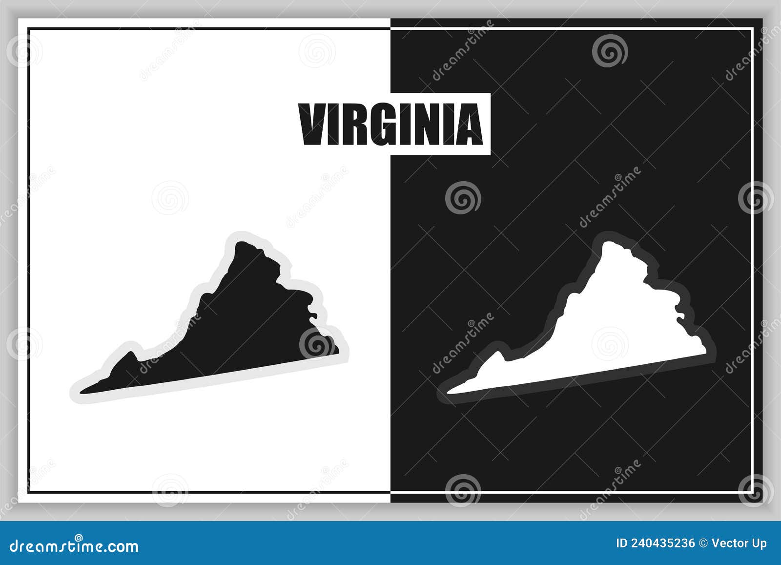 Flat Style Map of State of Virginia, USA. Virginia Outline Stock Vector ...