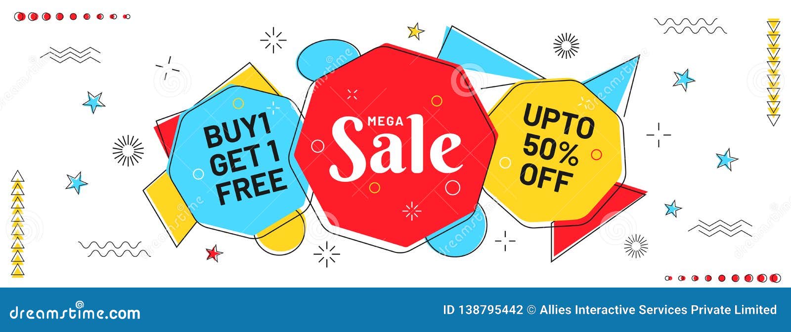 Flat Style Mega Sale Header or Banner Design. Stock Illustration ...