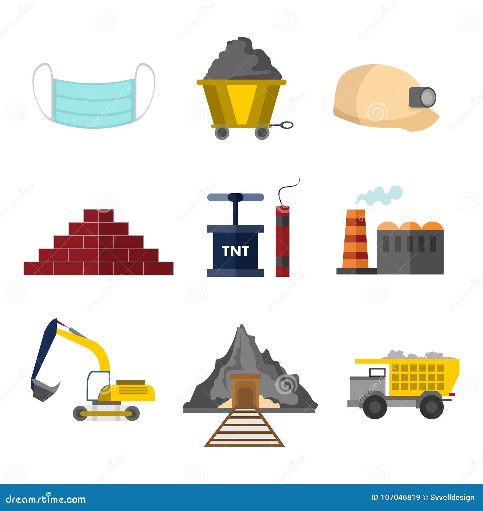 Flat Style Mining Related Vector Illustration Graphic Set Stock Vector ...