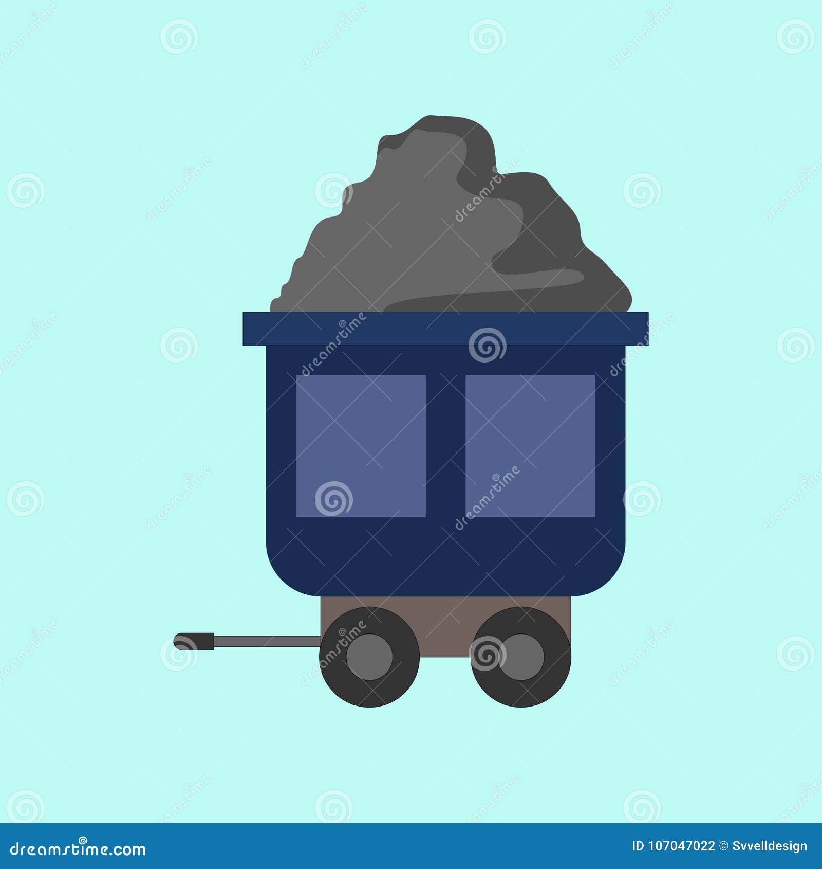 Flat Style Mining Transport Train Vector Illustration Graphic Stock ...