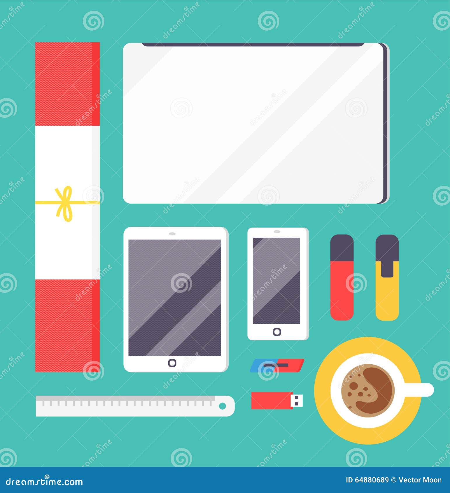 Flat Style Mockup Design Templateign Stock Vector - Illustration of ...