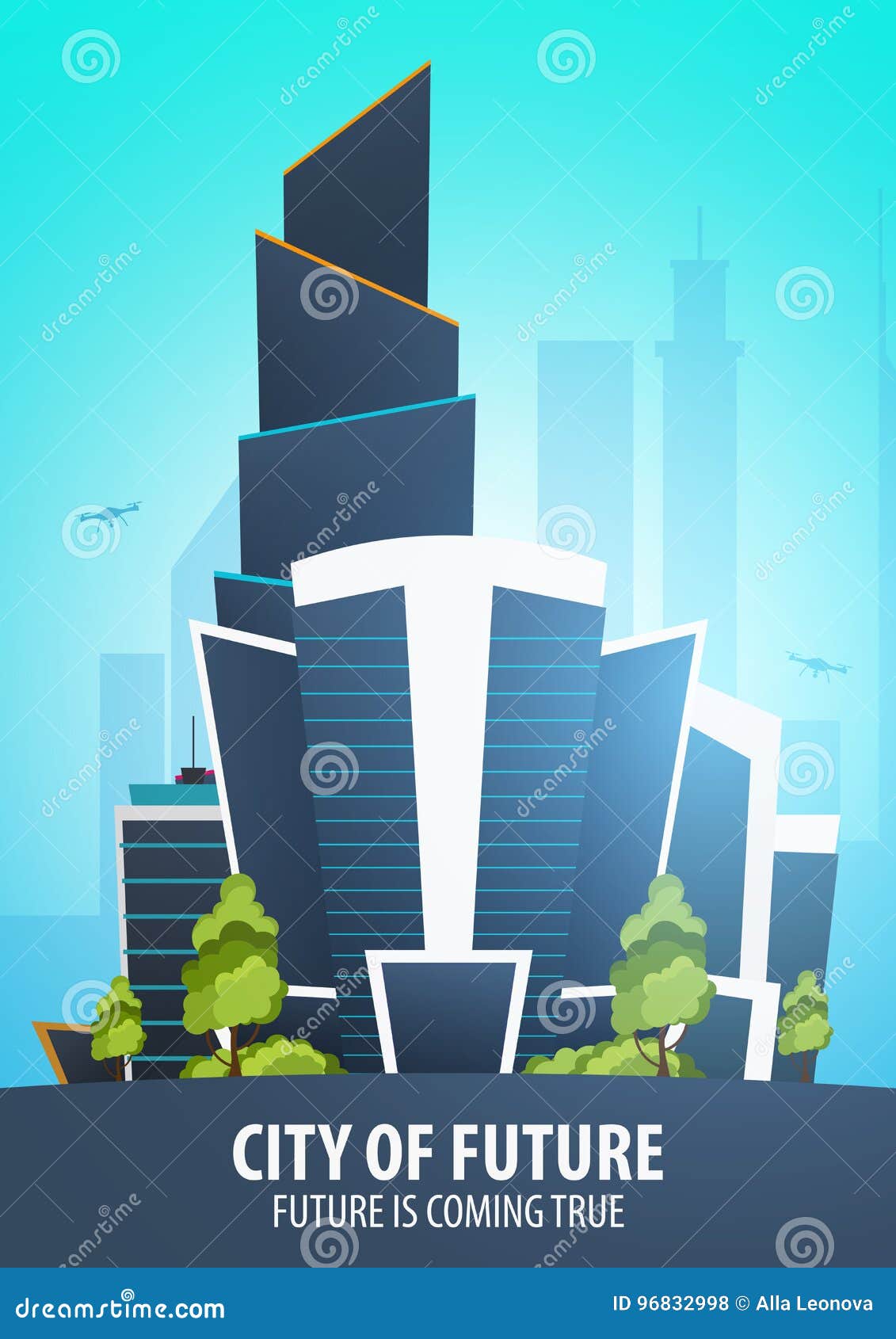 Flat Style Modern City Houses. Building of Future. Architecture of the ...