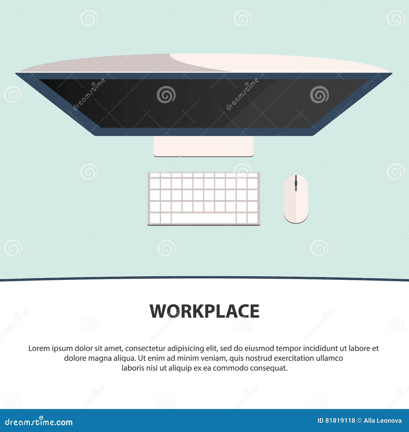 Flat Style Modern Design Concept of Creative Office Workspace ...