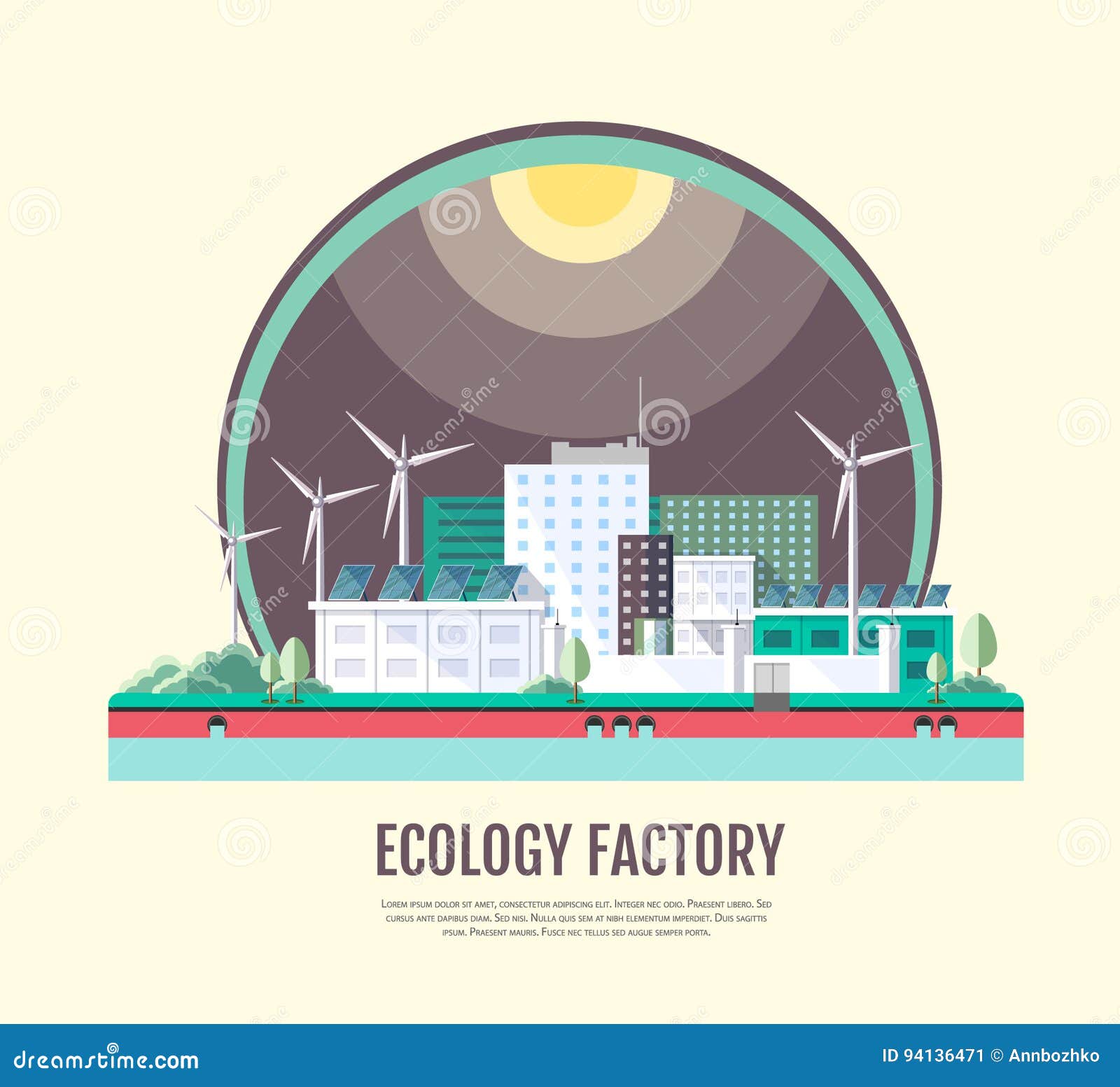 Flat Style Modern Design of Ecology Factory Landscape Stock Vector ...