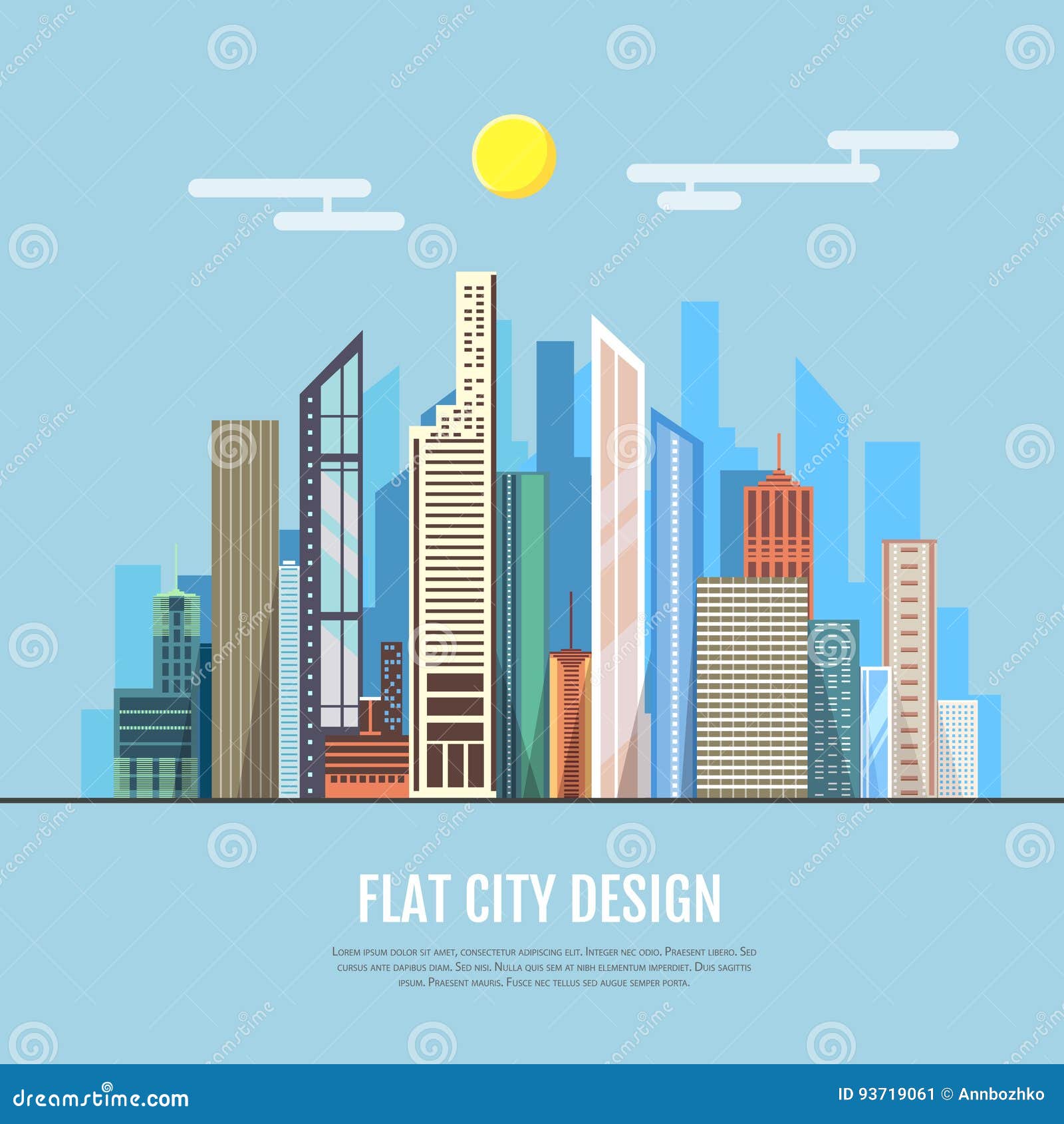Flat Style Modern Design of Urban City Landscape. Stock Vector ...
