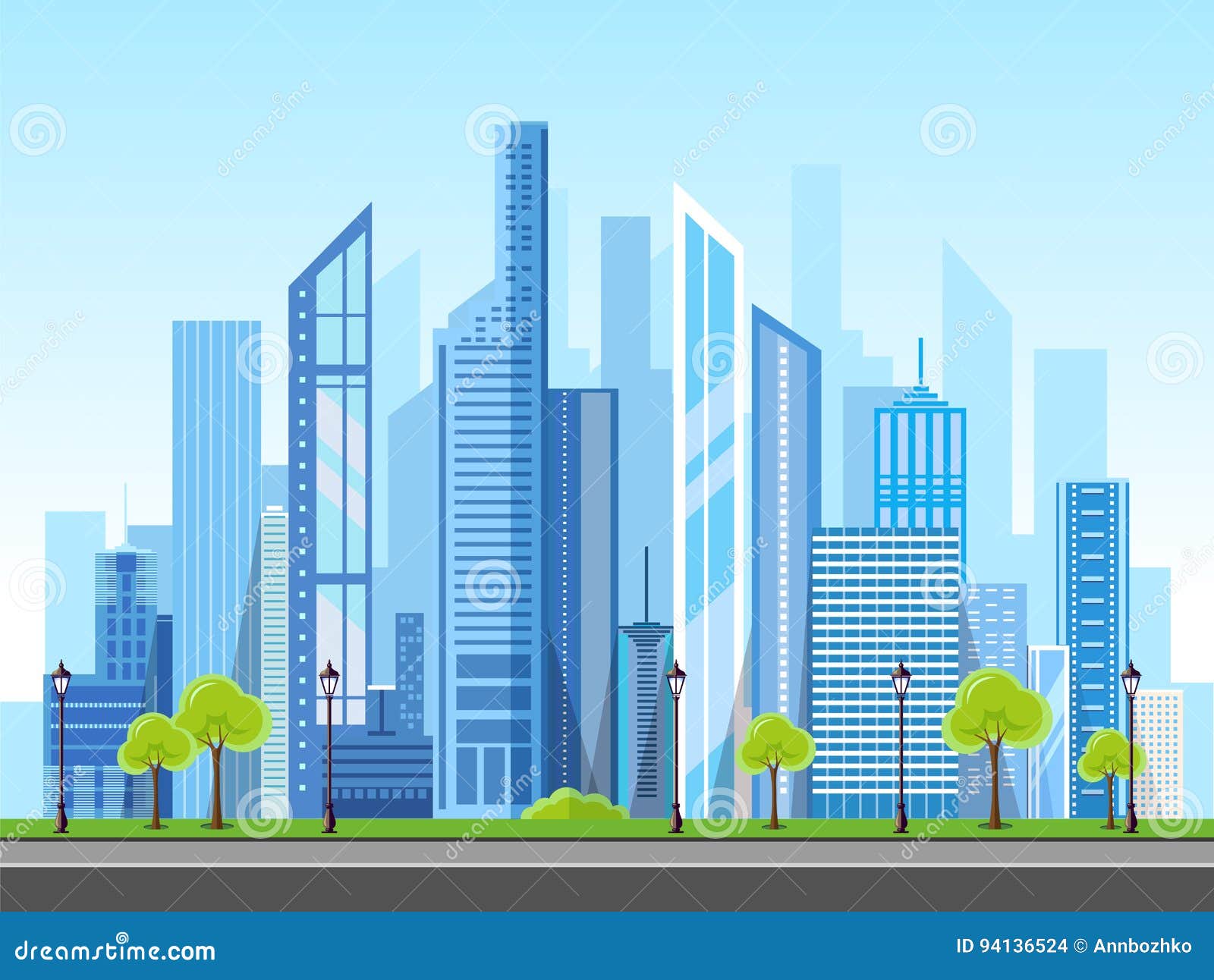 Flat Style Modern Design of Urban City Landscape. Stock Vector ...