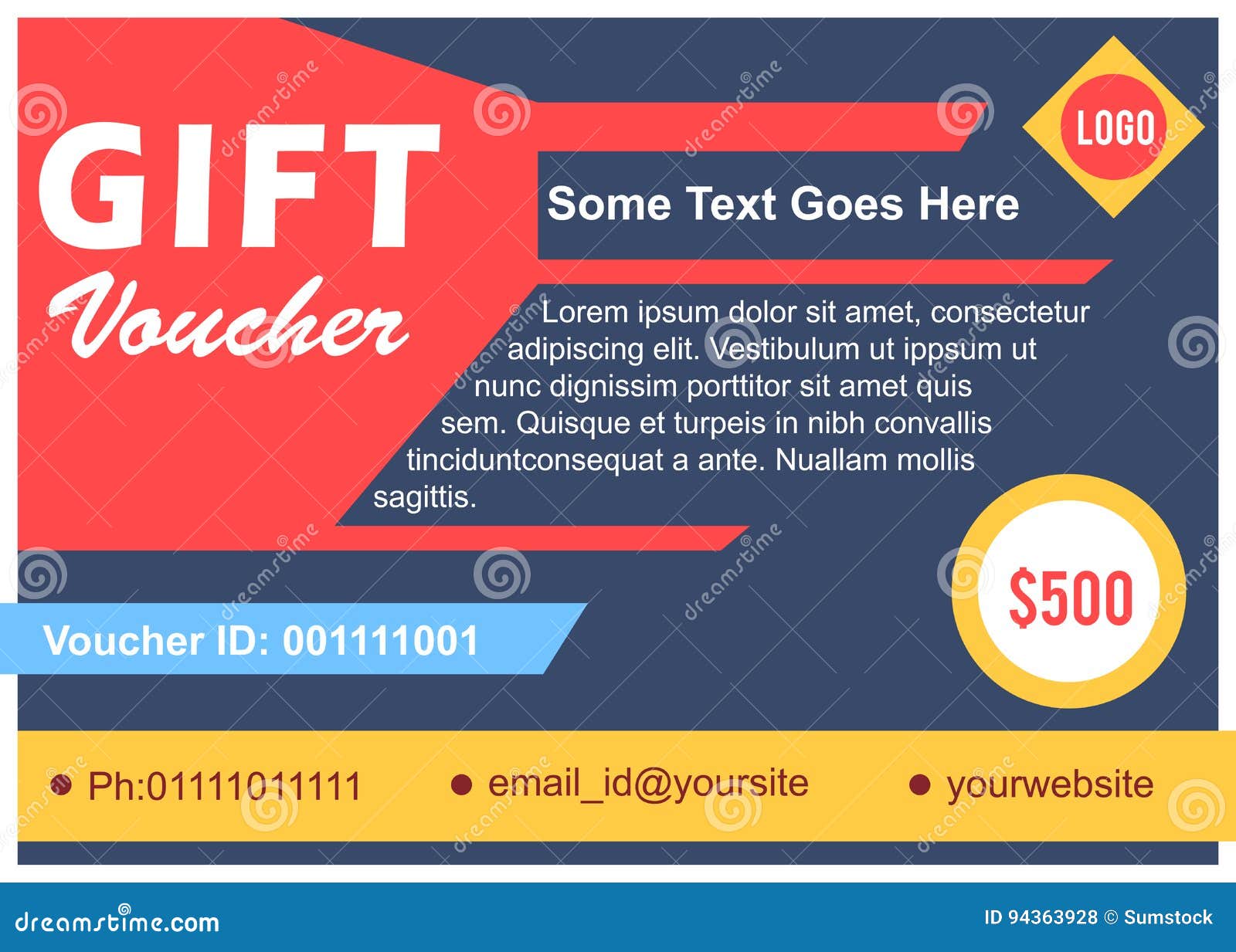 Flat Style Modern Gift Voucher Design Stock Vector - Illustration of ...